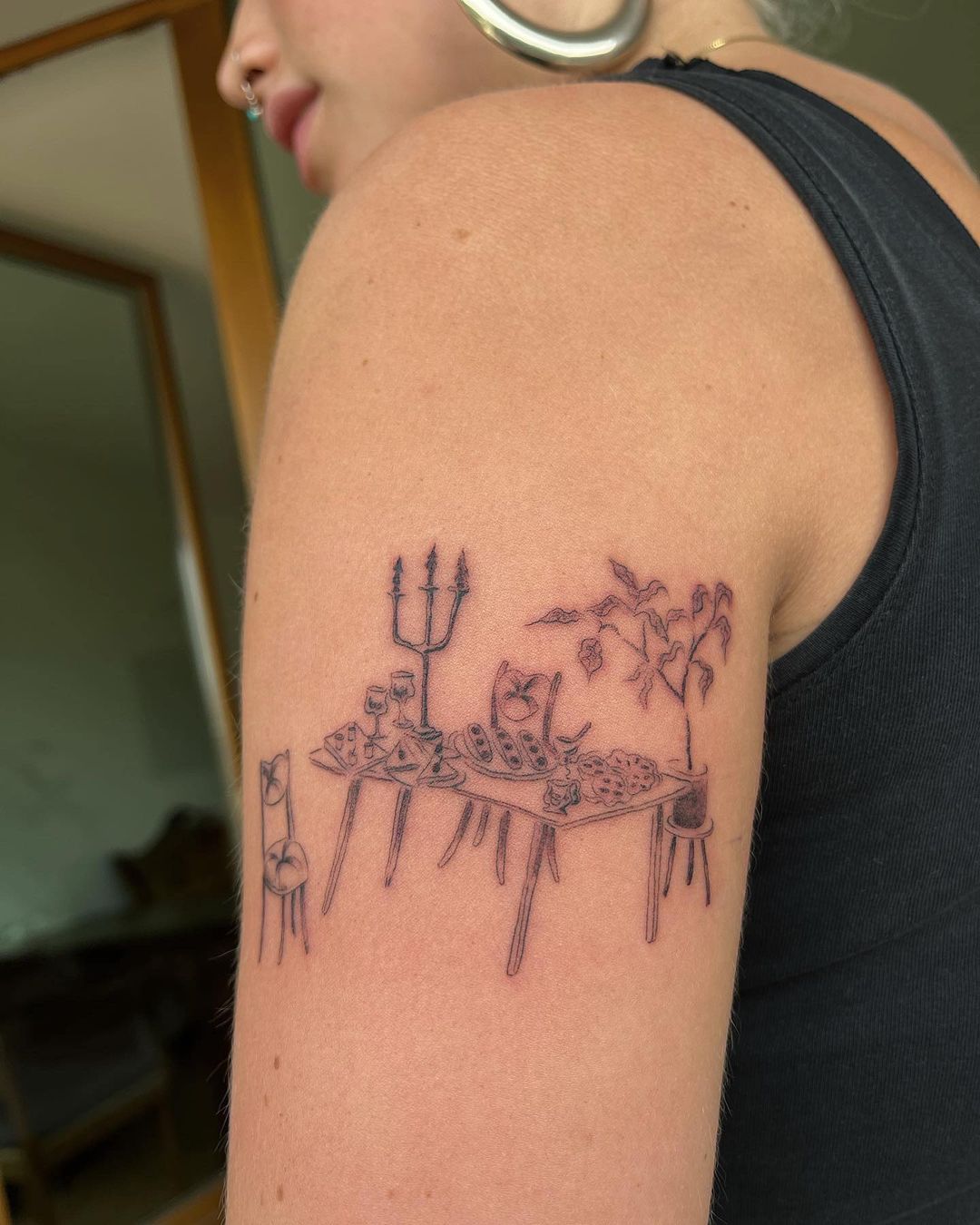 Whimsical Still Life Upper Arm Tattoo • Tattoodo