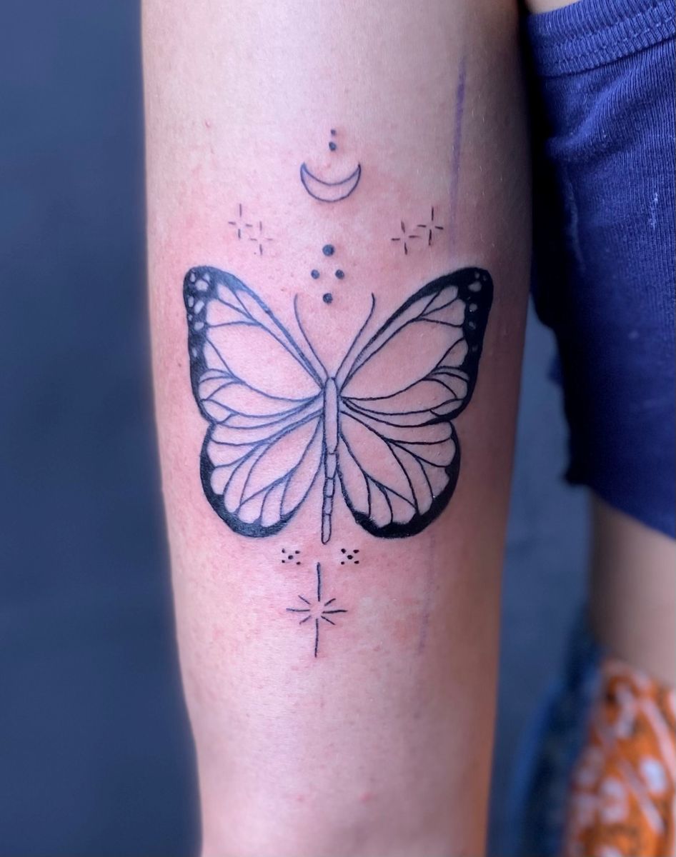 Tattoo uploaded by Rachael • Minimalist butterfly 🦋 #linework #denver # ...