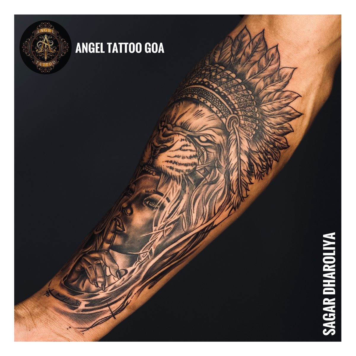 Tattoo uploaded by Angel Tattoo Studio Goa • Girl With Lion Tattoo By ...