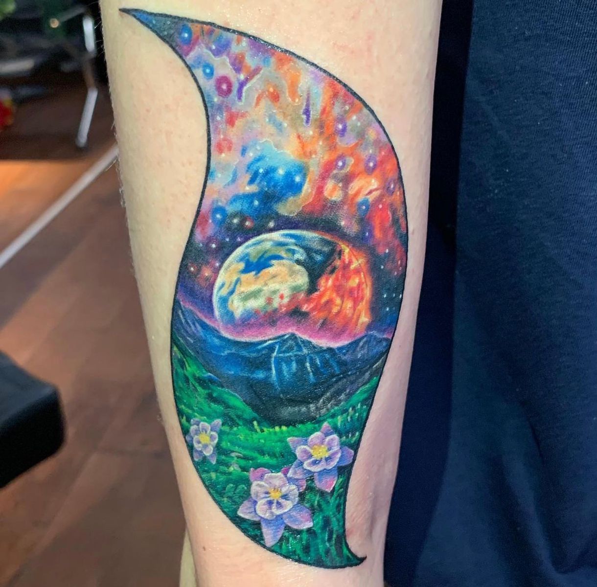 Tattoo uploaded by Nick Jones • The world is burning. #world #cosmic #nature • Tattoodo