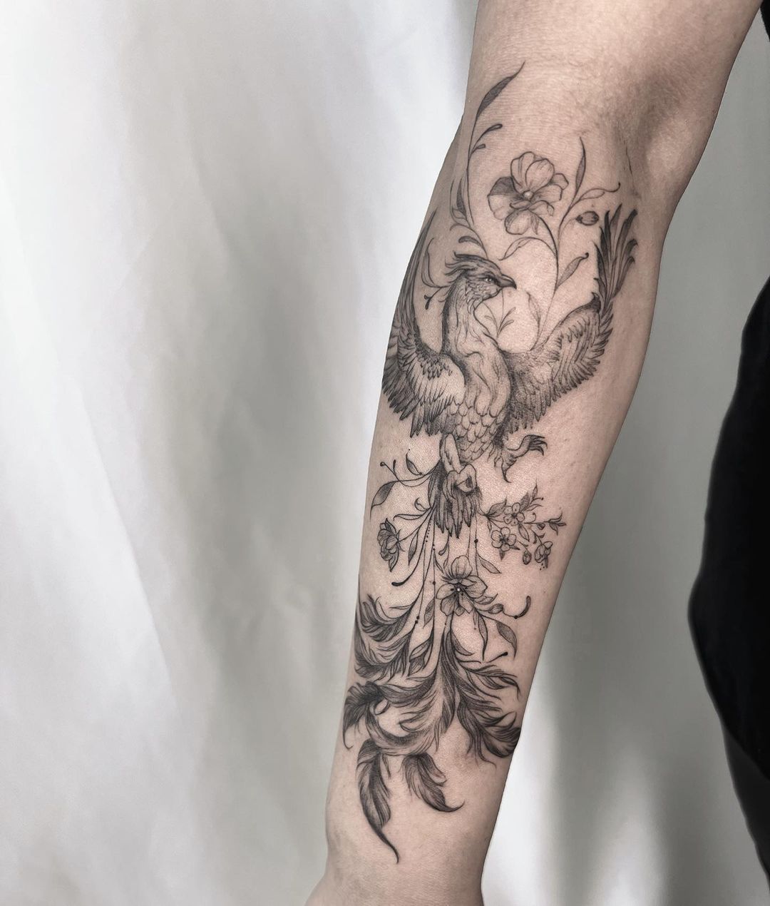 Illustrative Phoenix Flower Tattoo • Tattoodo