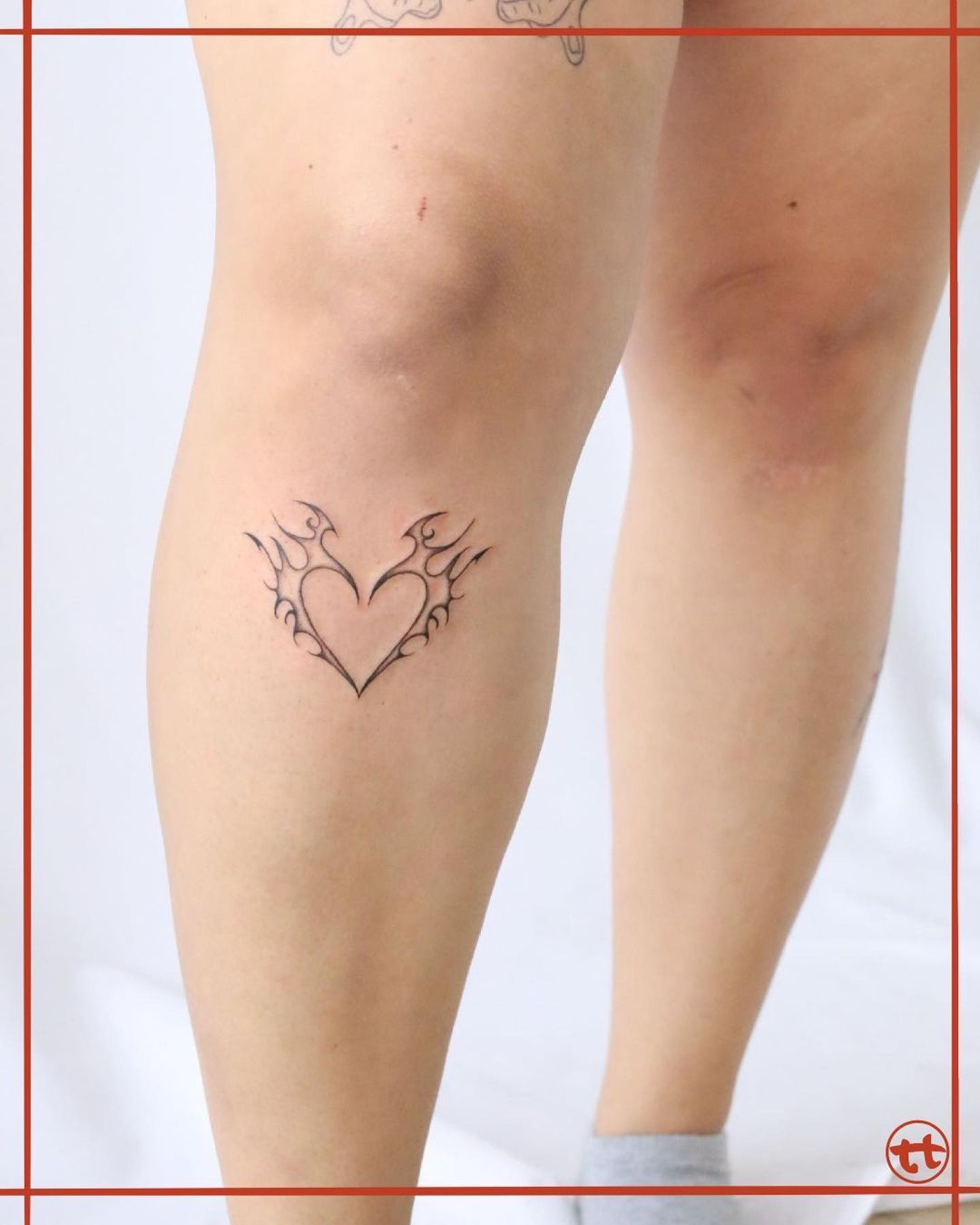 Illustrative Heart Shin Tattoo • Tattoodo