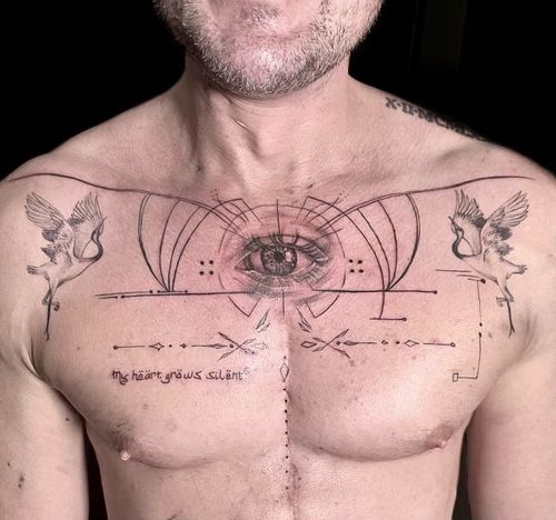 Geometric Chest Tattoo • Tattoodo
