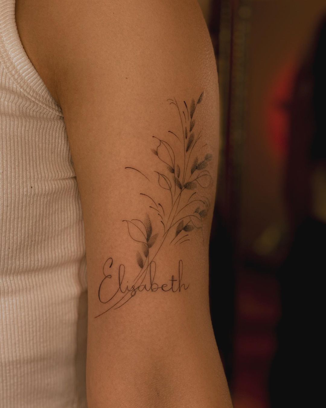 Illustrative Flower & Name Tattoo • Tattoodo