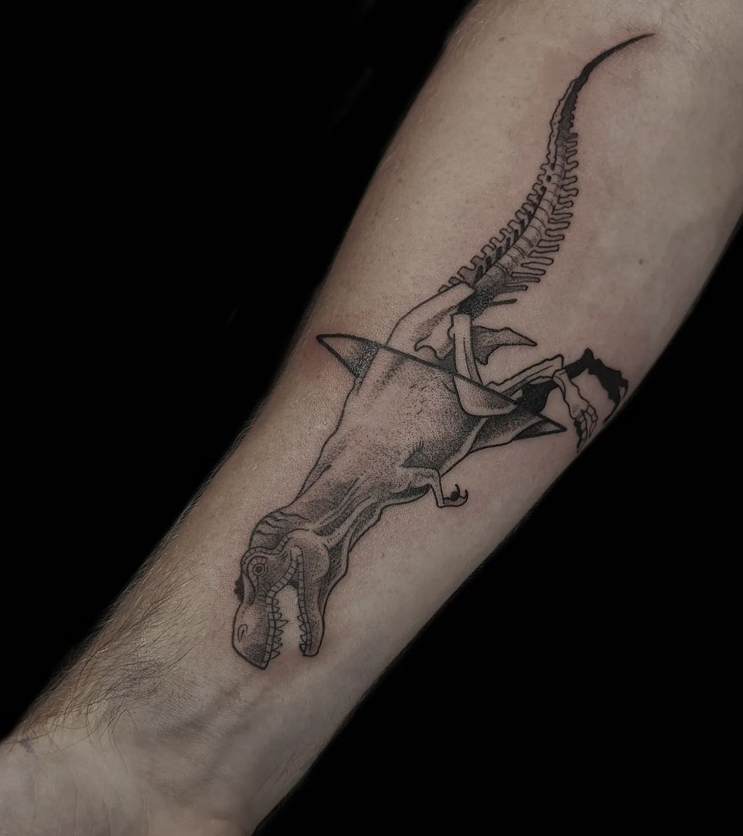 Neo Traditional Dino Skeleton Tattoo • Tattoodo