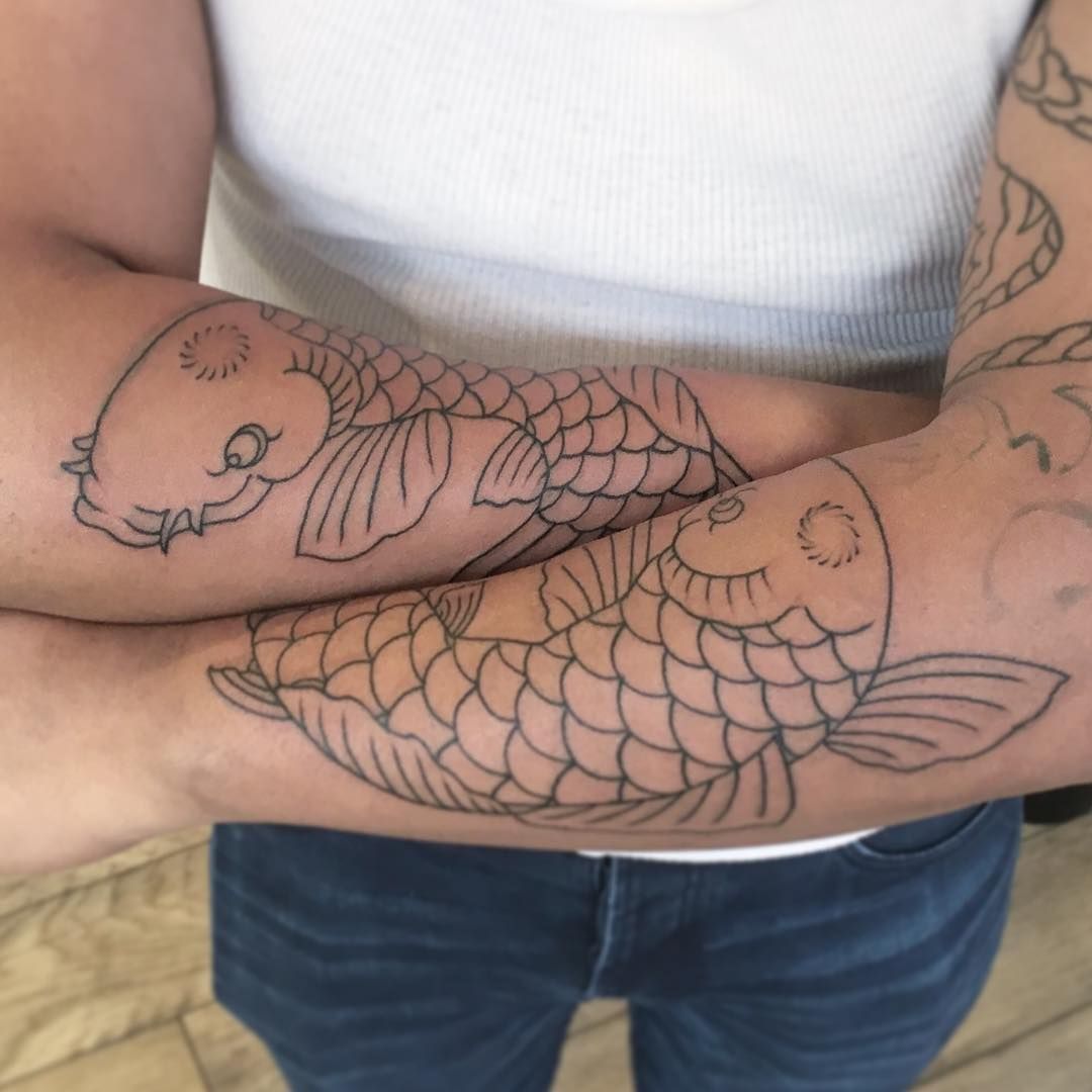 Illustrative Koi Fish Forearm Tattoo • Tattoodo