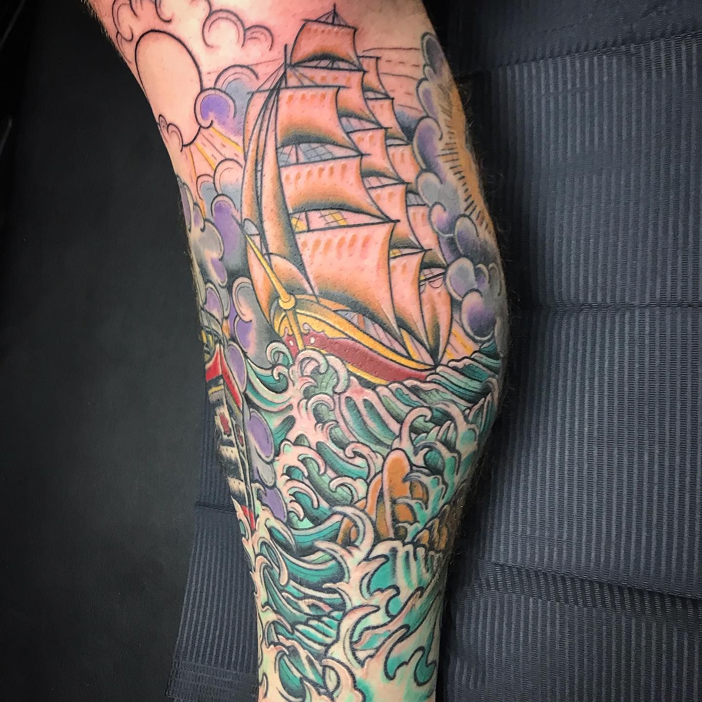 Japanese Ocean Ship Sleeve by Matthew Ono • Tattoodo
