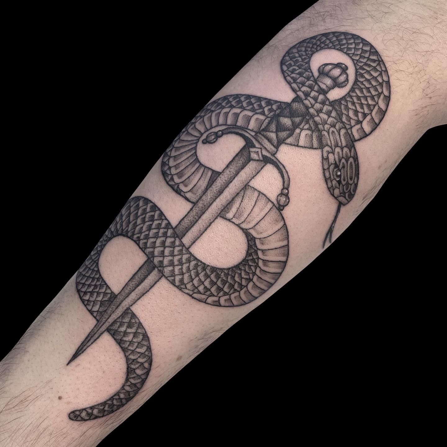 Serpent Slashing: Snake and Dagger • Tattoodo
