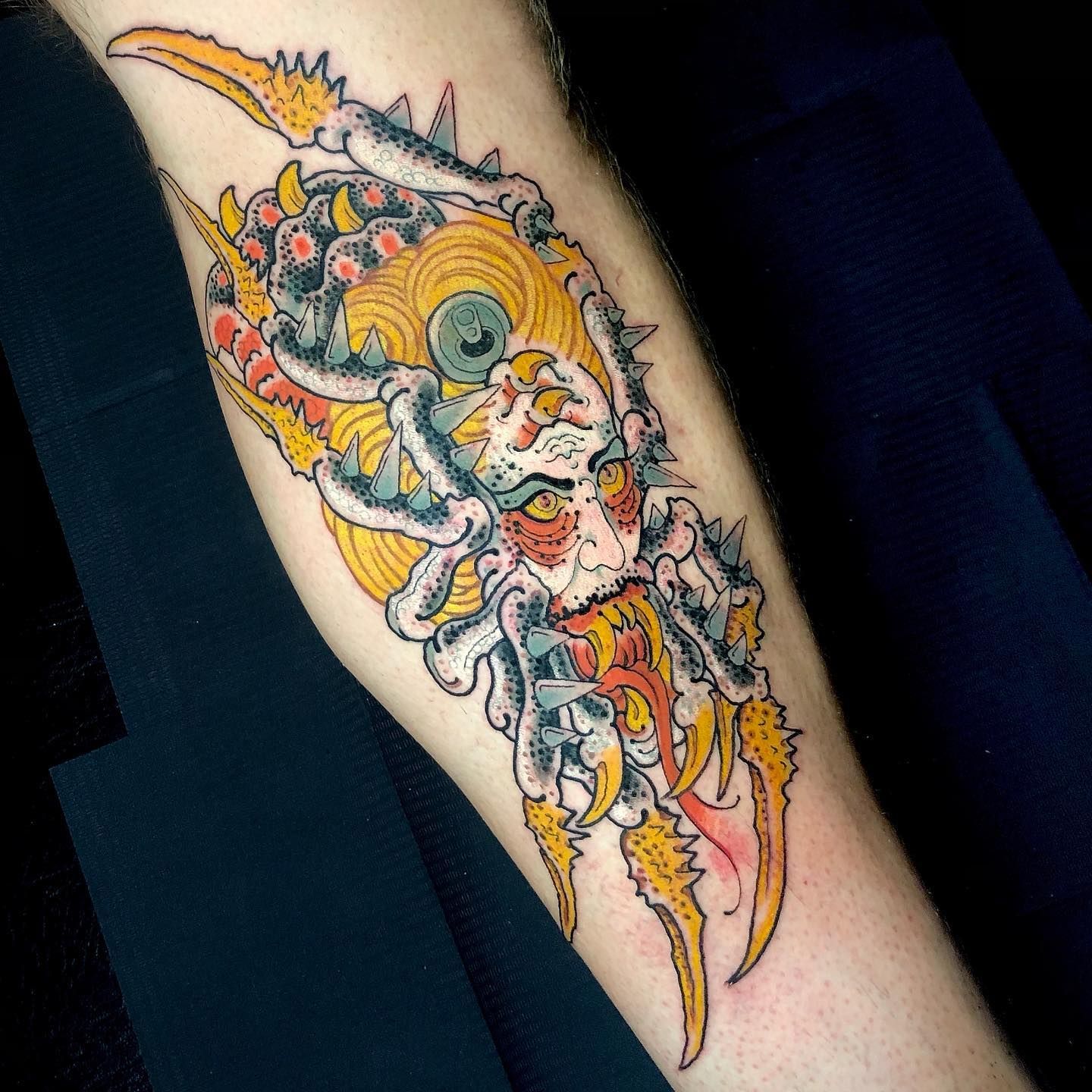 Vibrant Japanese Spider Tattoo • Tattoodo