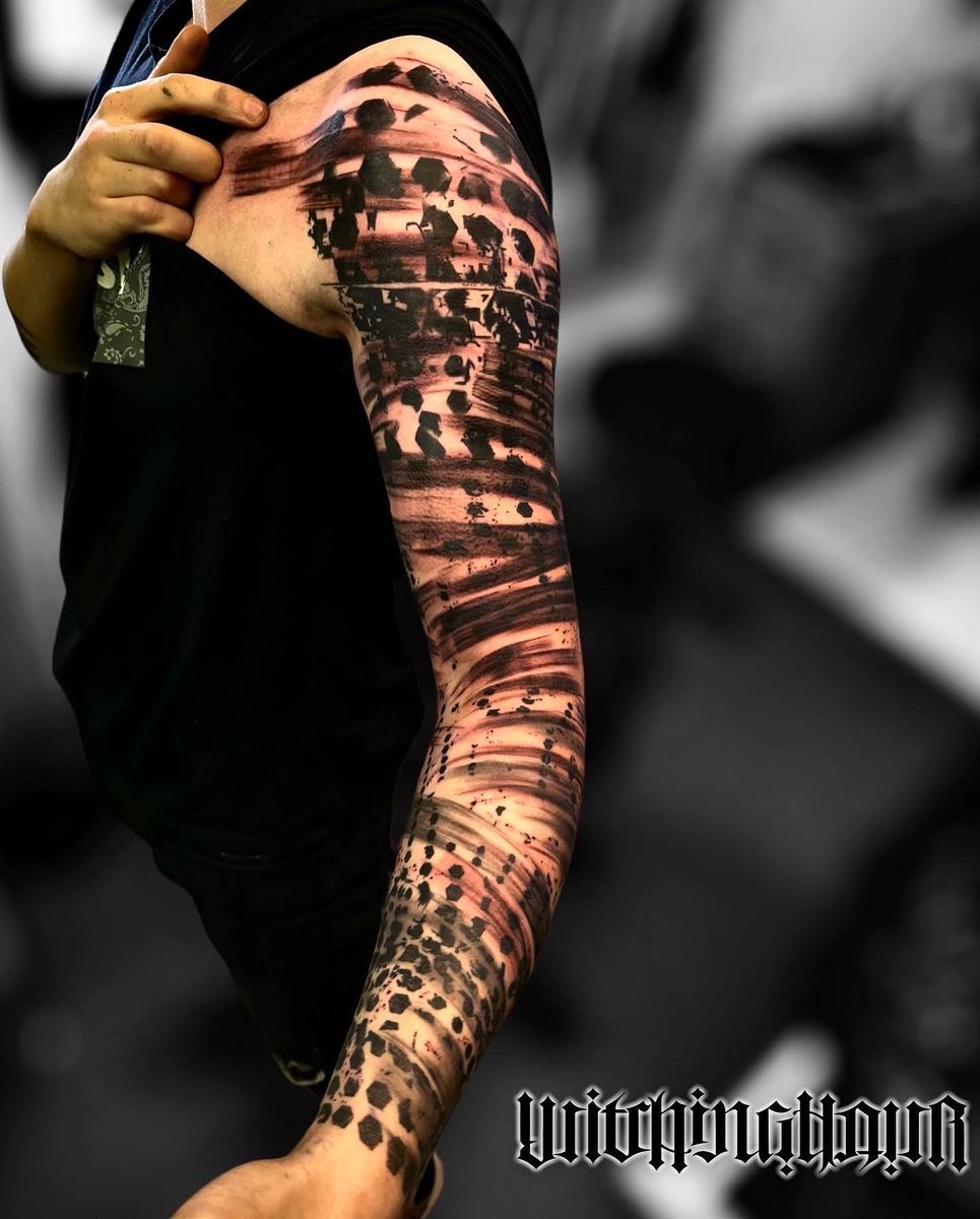 Tattoo uploaded by Bobby Grey • Trash blackwork sleeve by Bobby Grey ...