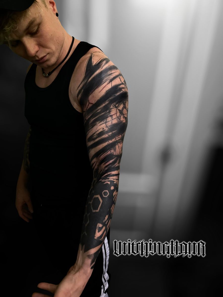 Tattoo uploaded by Bobby Grey • Added some trash pattern on this trash blackwork sleeve by Bobby ...