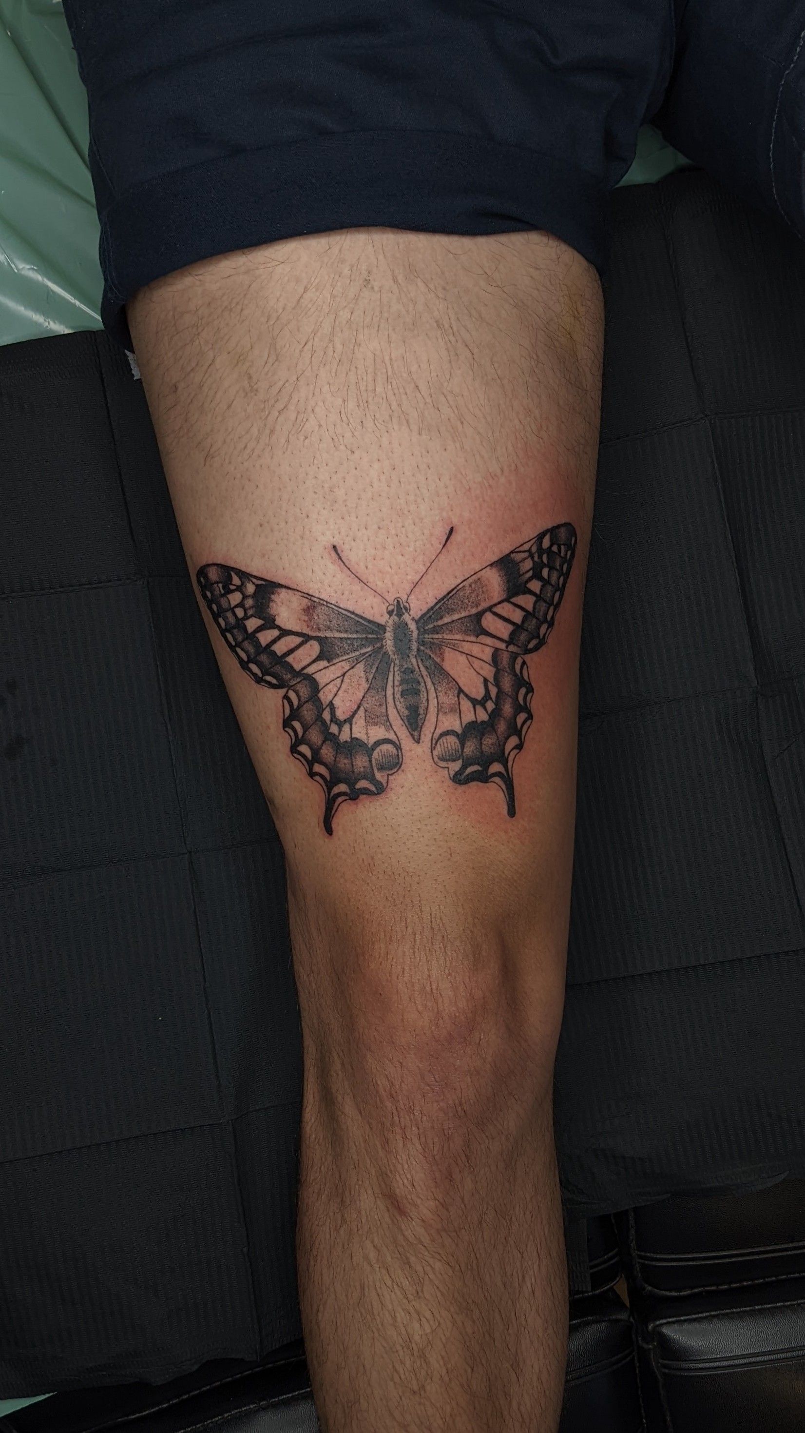 Graceful Butterfly Upper Leg Tattoo • Tattoodo