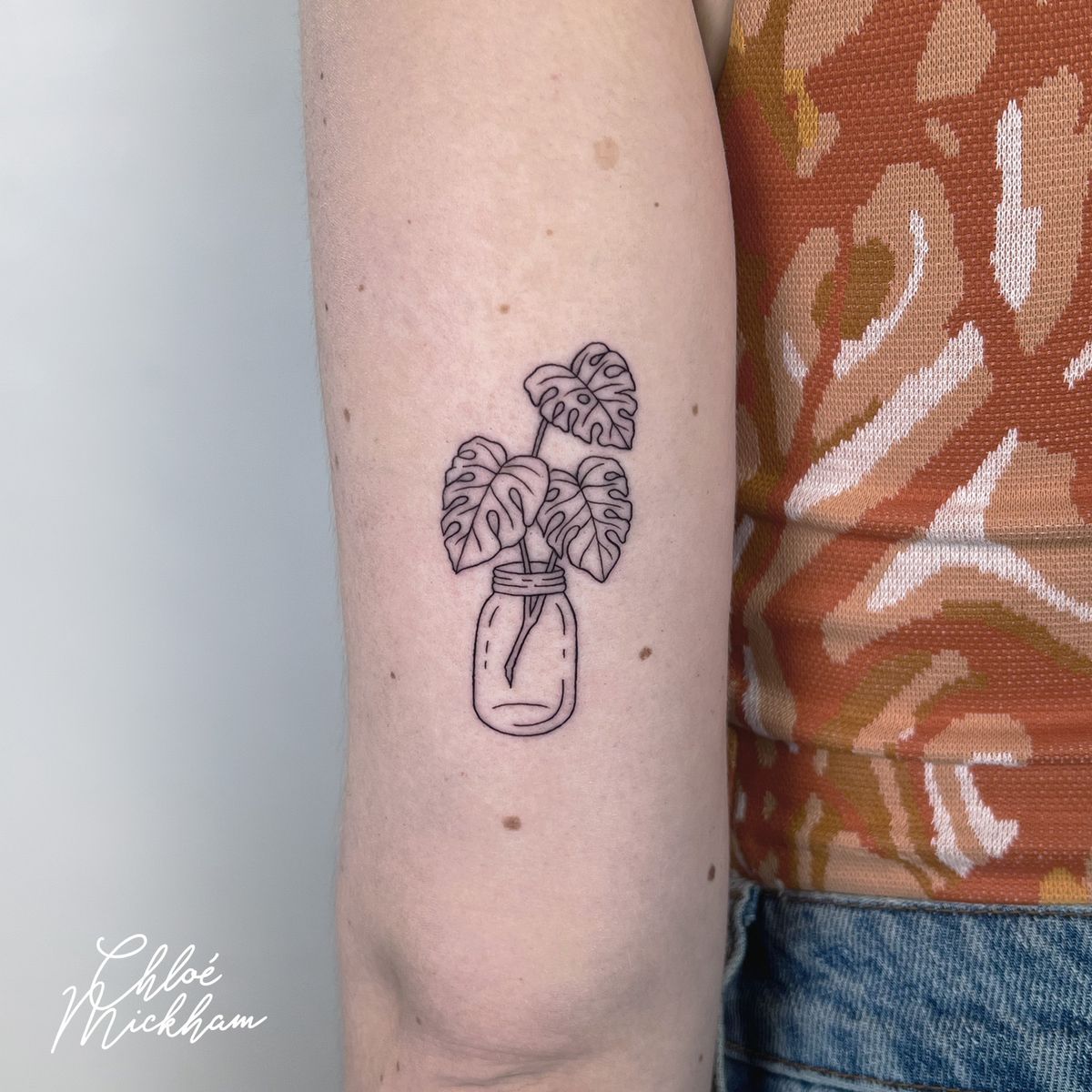 Fine Line Monstera Plant Tattoo • Tattoo uploaded by Chloe Mickham ...