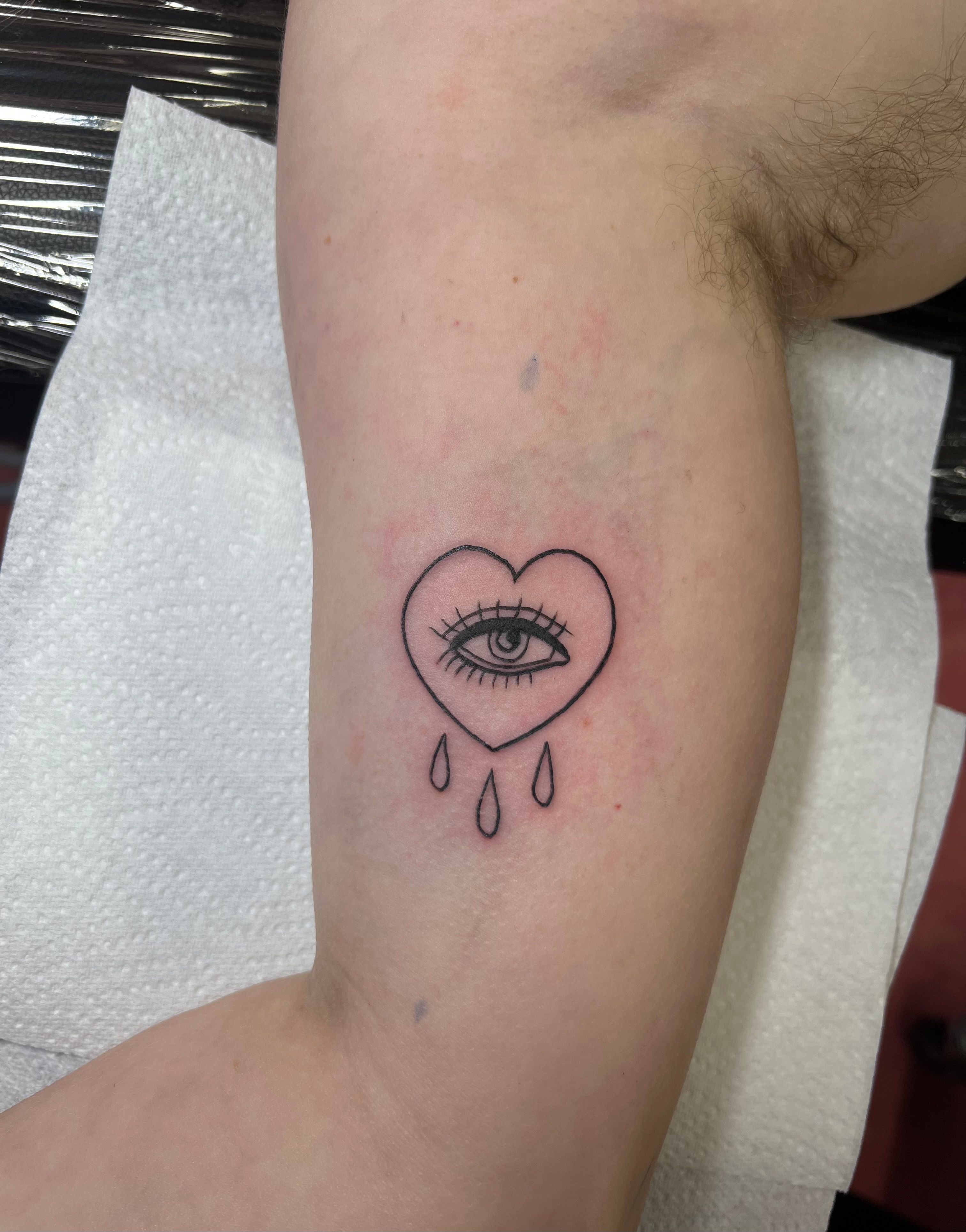 Fine Line Heart and Eye Tattoo by Kayleigh Cole • Tattoodo
