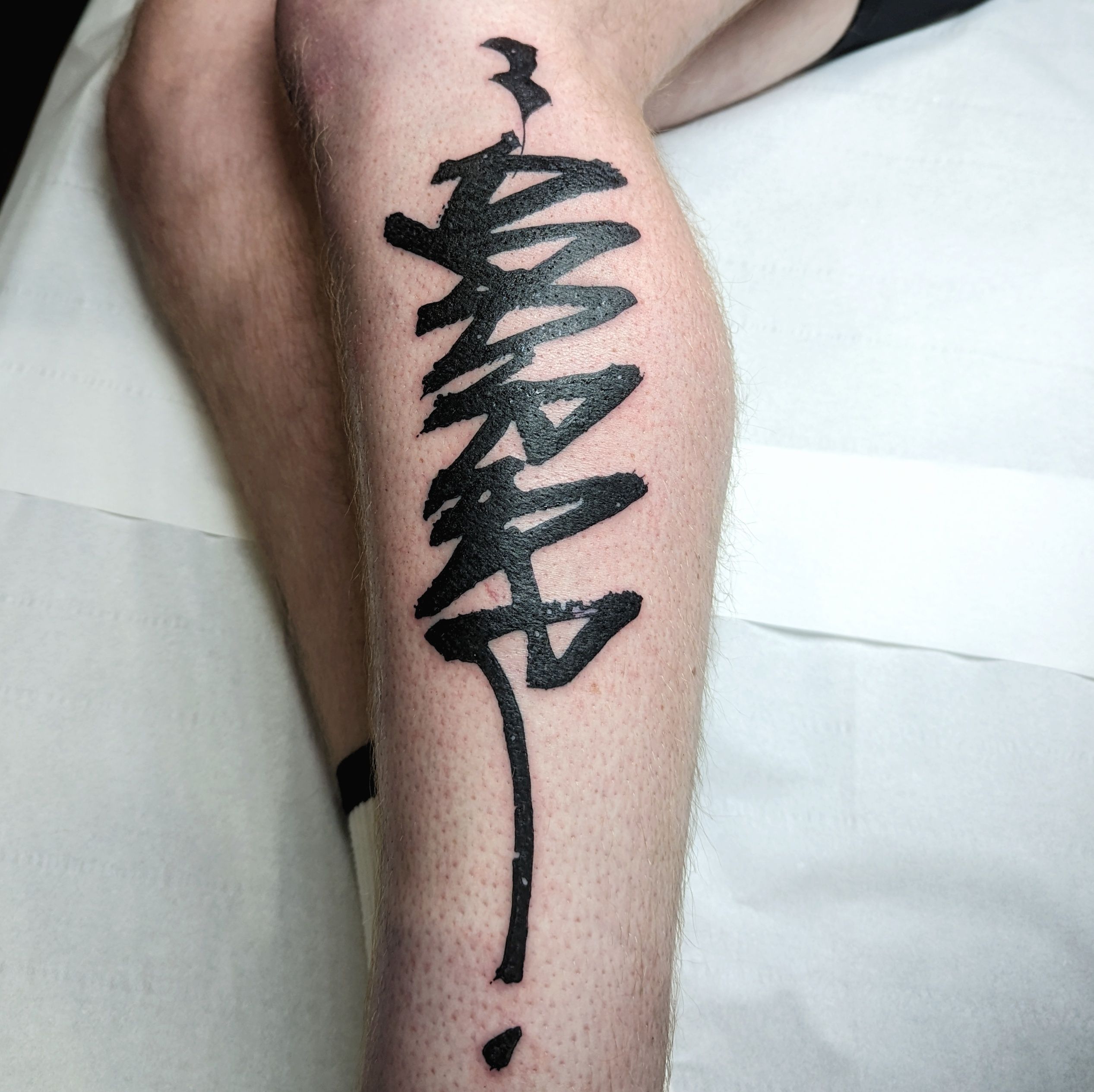 Leg Calligraphy Tattoo • Tattoodo