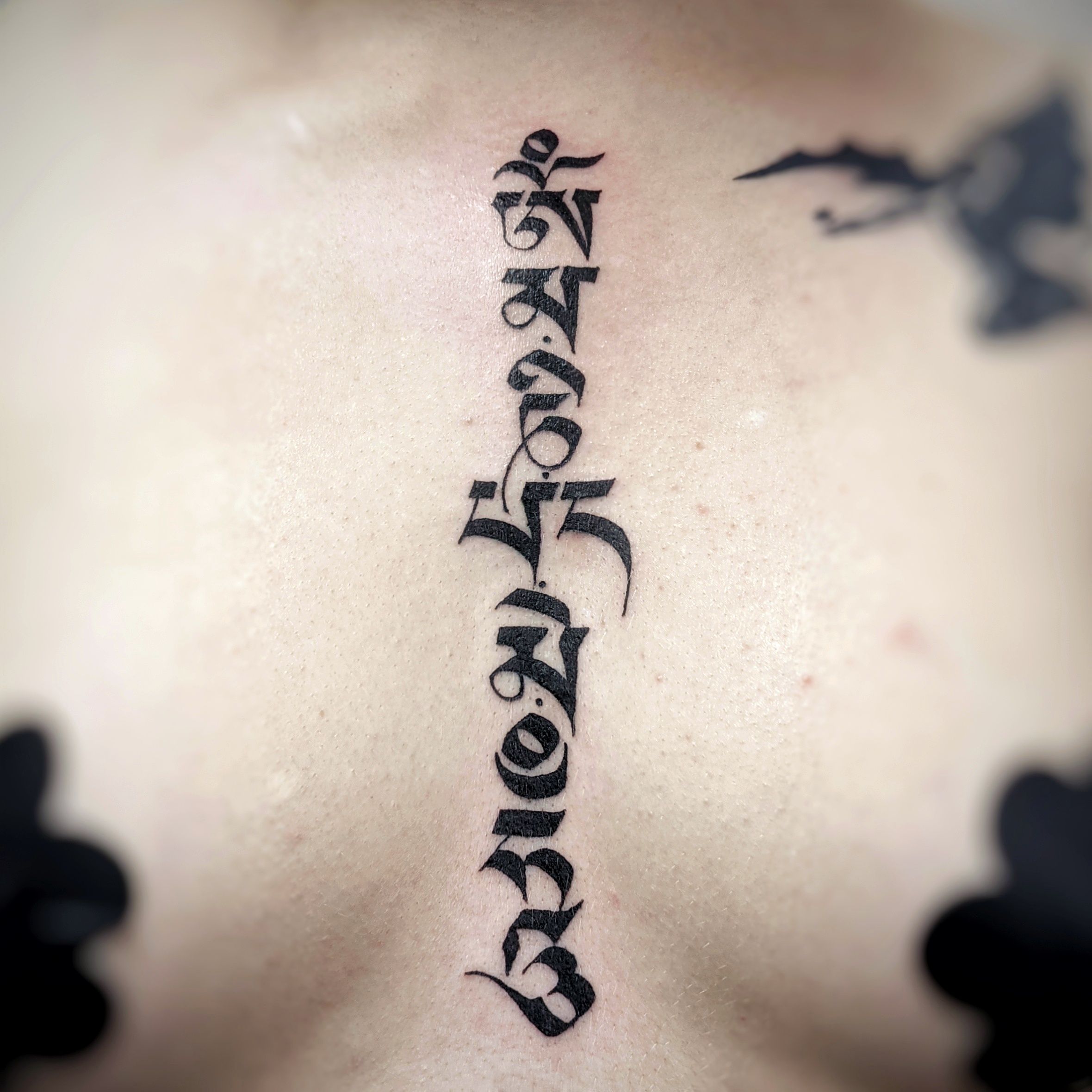 Chun Lee's Chest Lettering Quote • Tattoodo