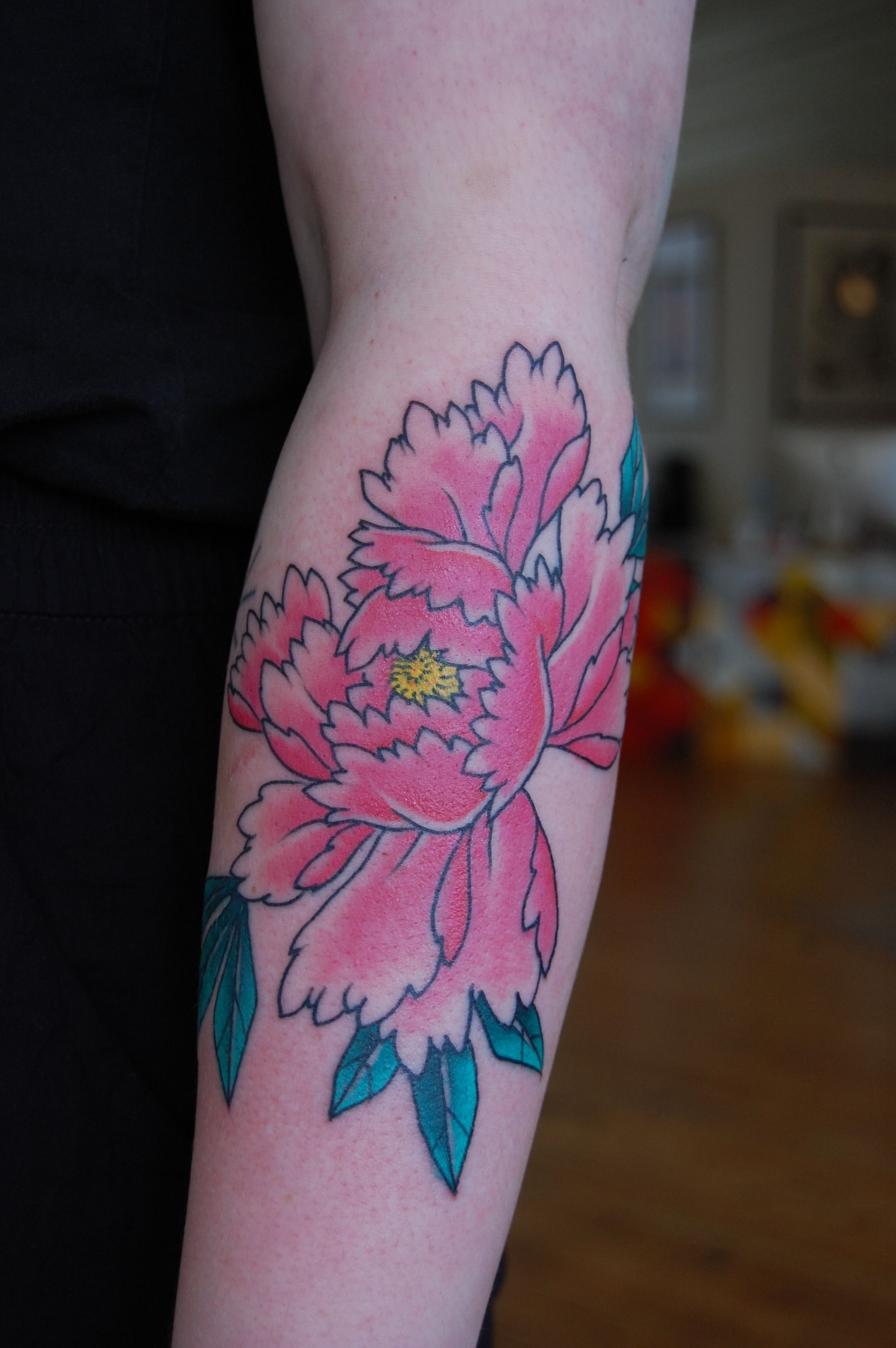 Neo Traditional Flower Forearm Tattoo • Tattoodo
