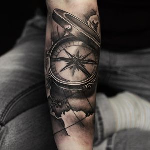 Tattoo uploaded by Hammersmith Tattoo London • Compass and Map Black ...
