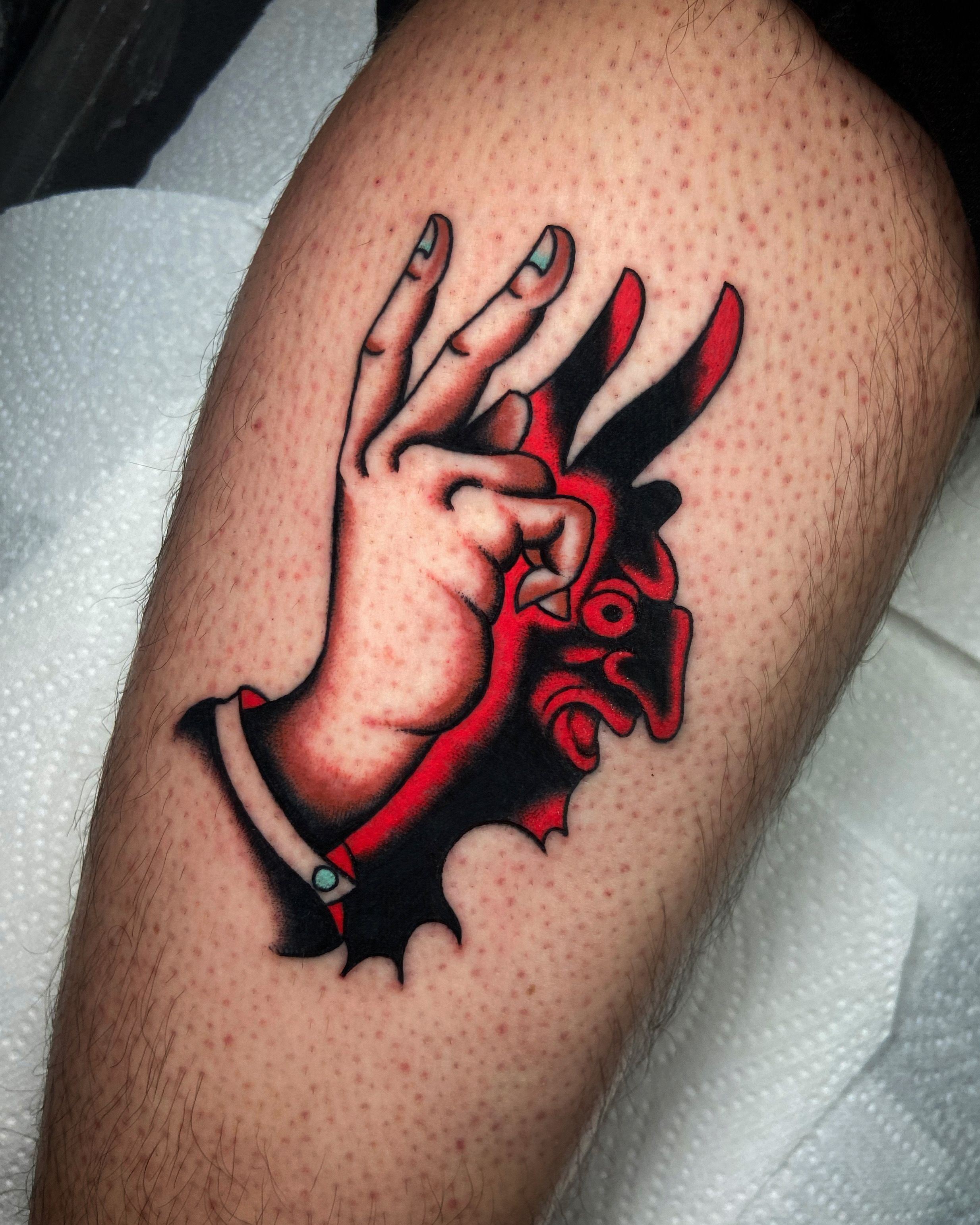 Traditional Devil Hand Tattoo • Tattoodo