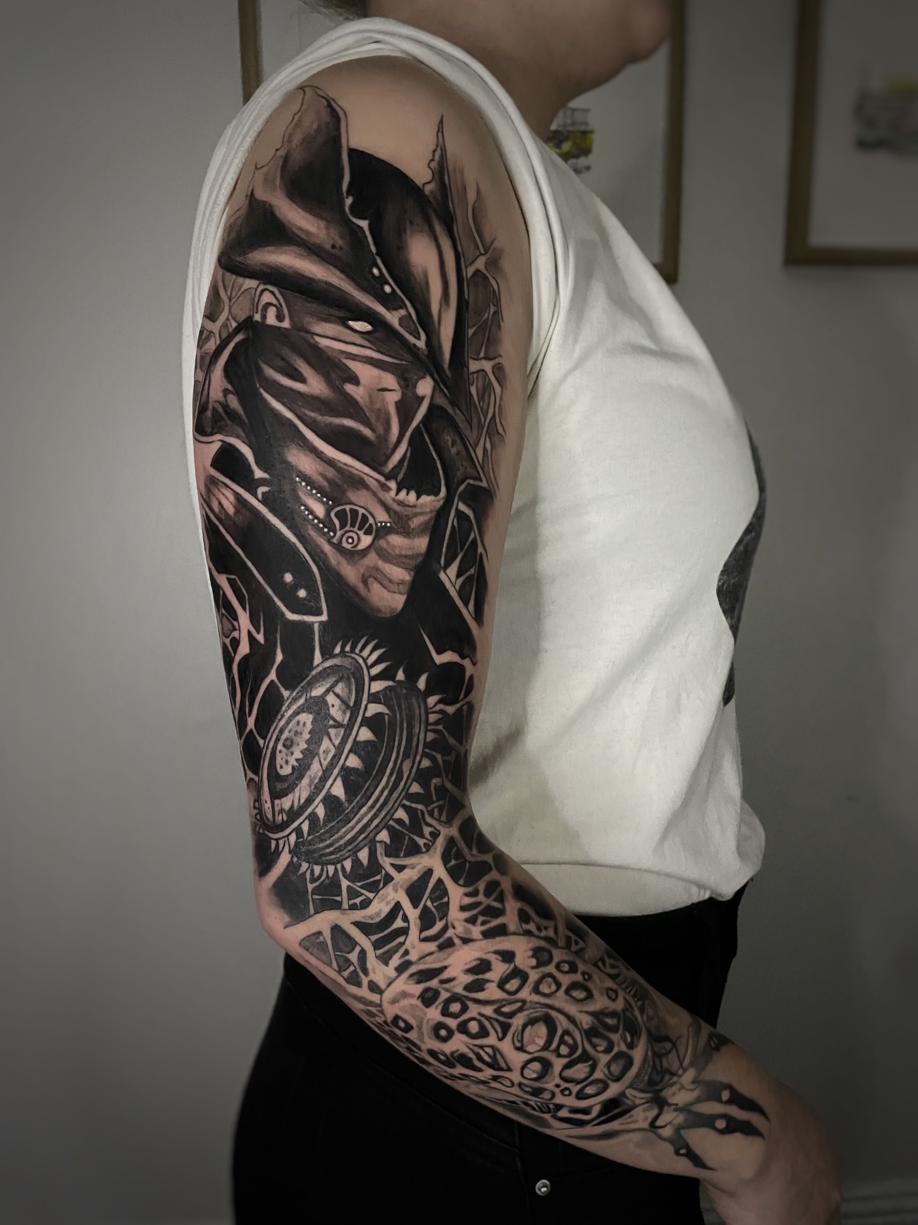 Anime Blackwork Sleeve Tattoo by Kike Krebs • Tattoodo