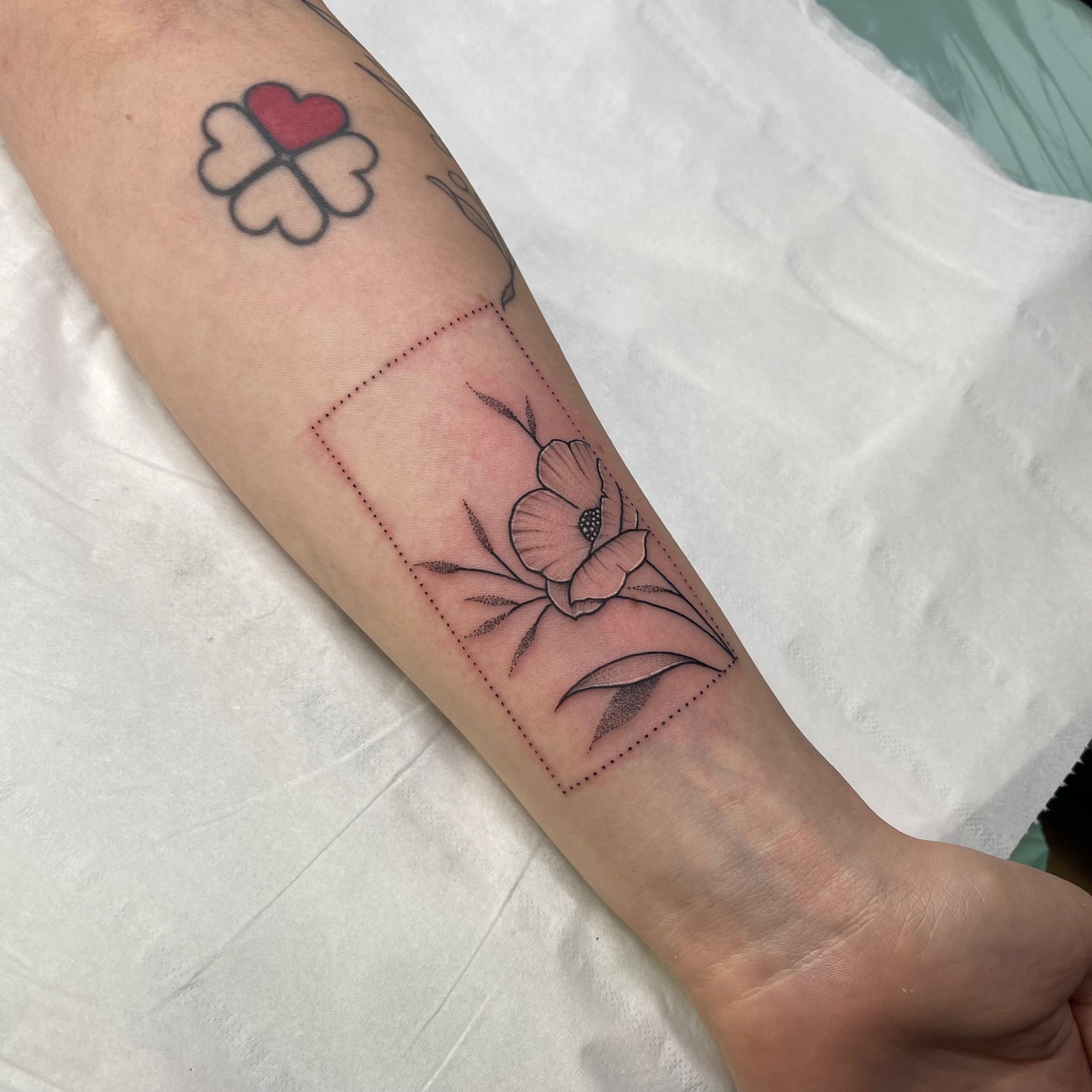 Beautiful Dotwork Flower Tattoo by Chris Harvey • Tattoodo