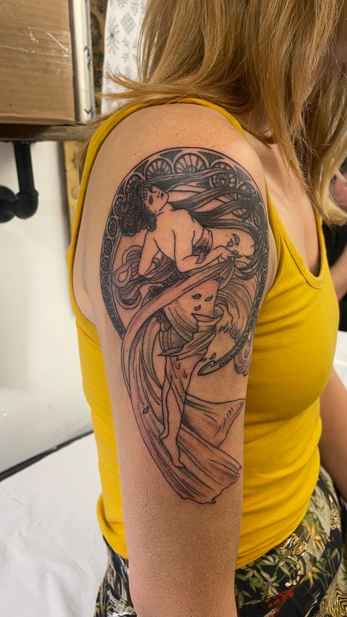 Tattoo uploaded by Lucy Pryor • Mucha arm piece • Tattoodo