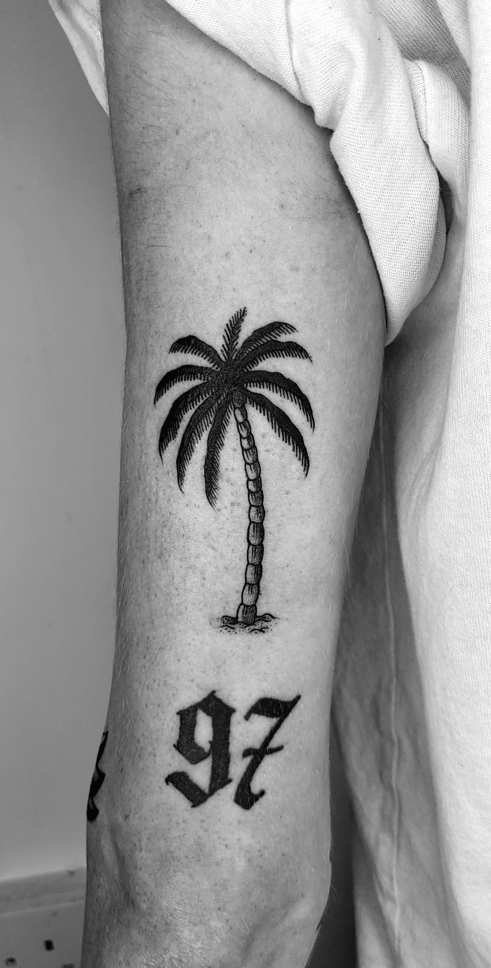 Palm Tree and Number 97 Tattoo • Tattoodo