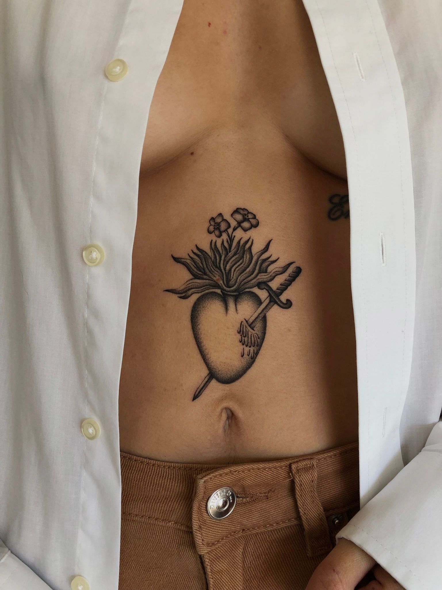 Heart & Sword Stomach Tattoo • Tattoodo