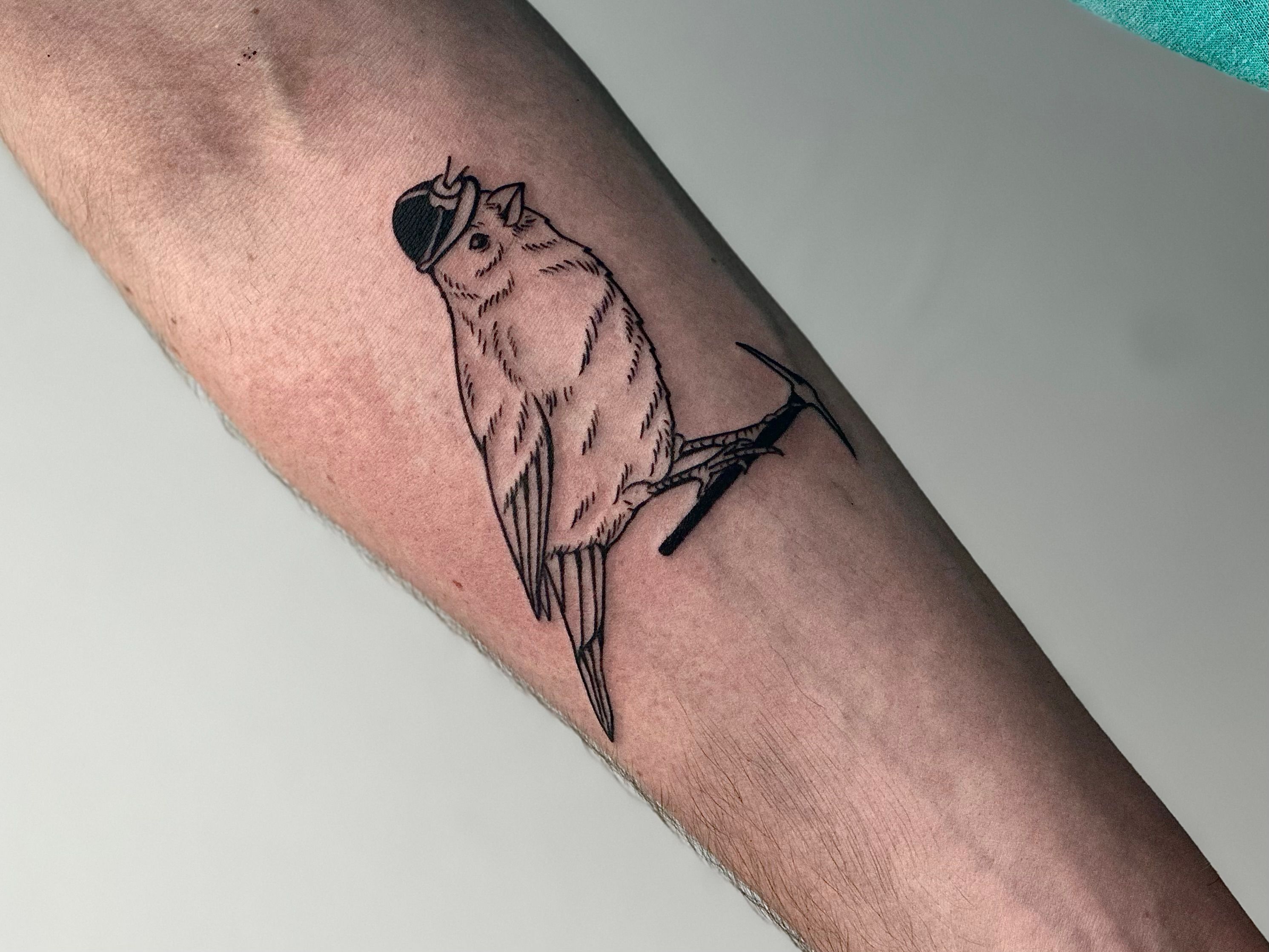 Bird with Apple and Pickaxe • Tattoodo