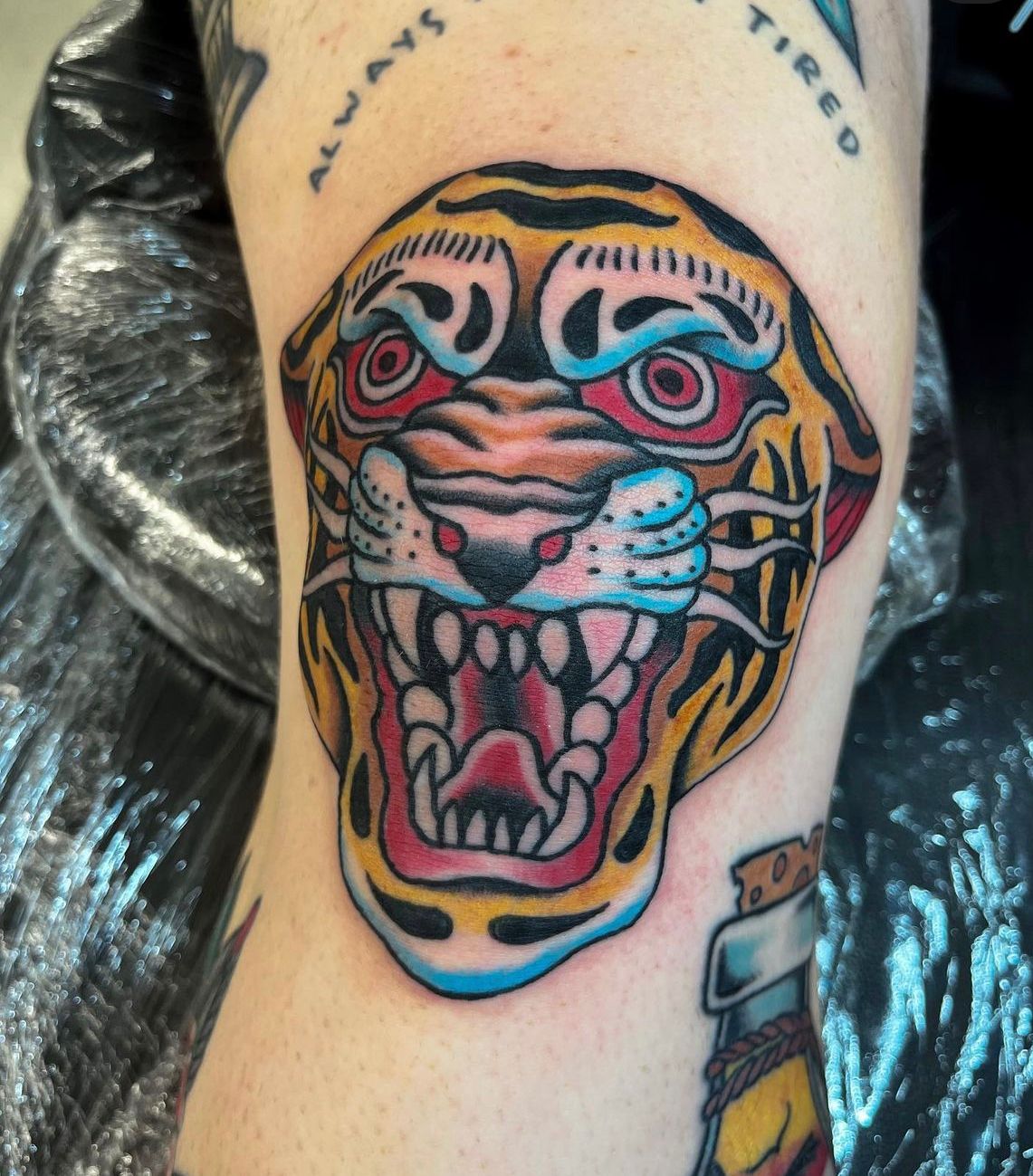 Traditional Tiger Knee Tattoo by Barney Coles • Tattoodo
