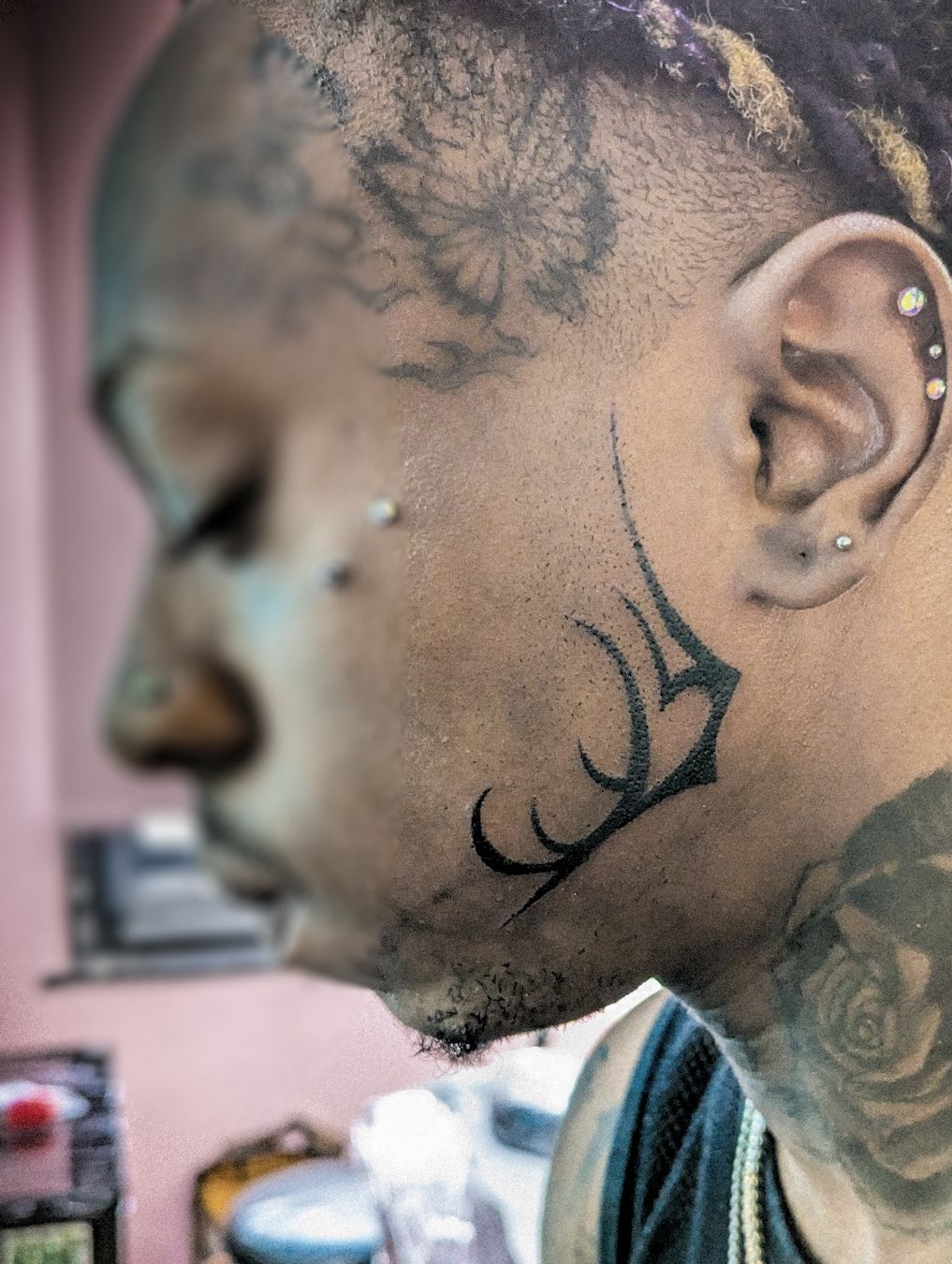 Tribal Pattern on Side Face • Tattoodo