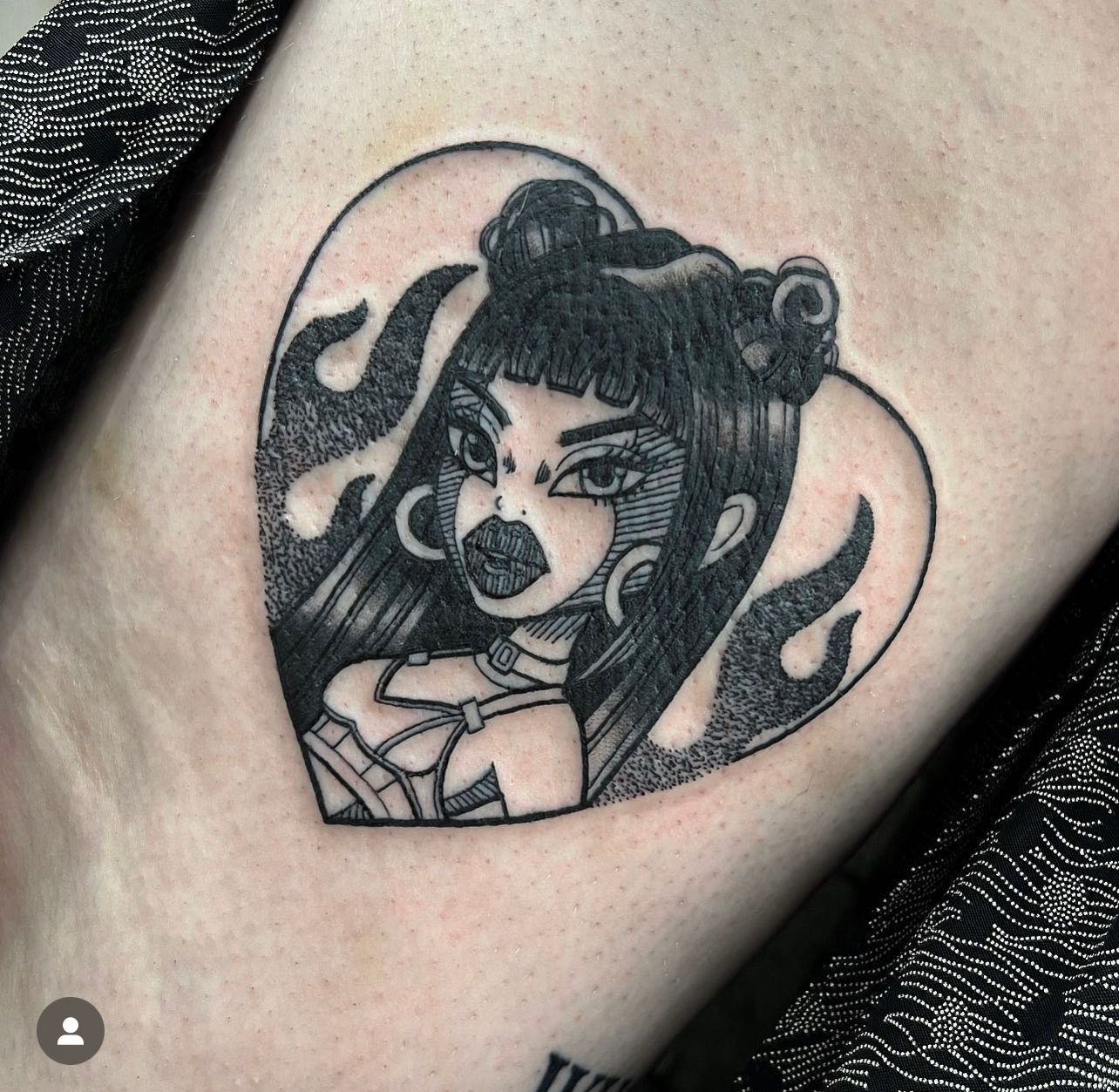 Dotwork heart and Bratz doll tattoo • Tattoodo