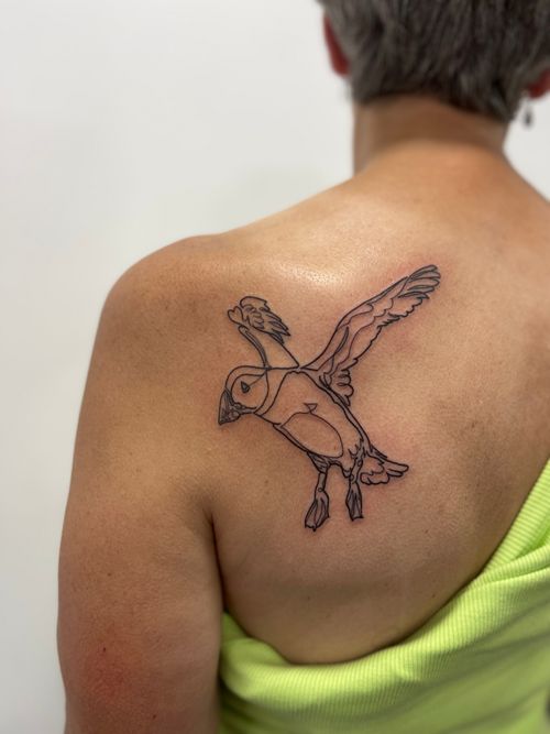 Minimalist Puffin Fine Line Tattoo • Tattoodo