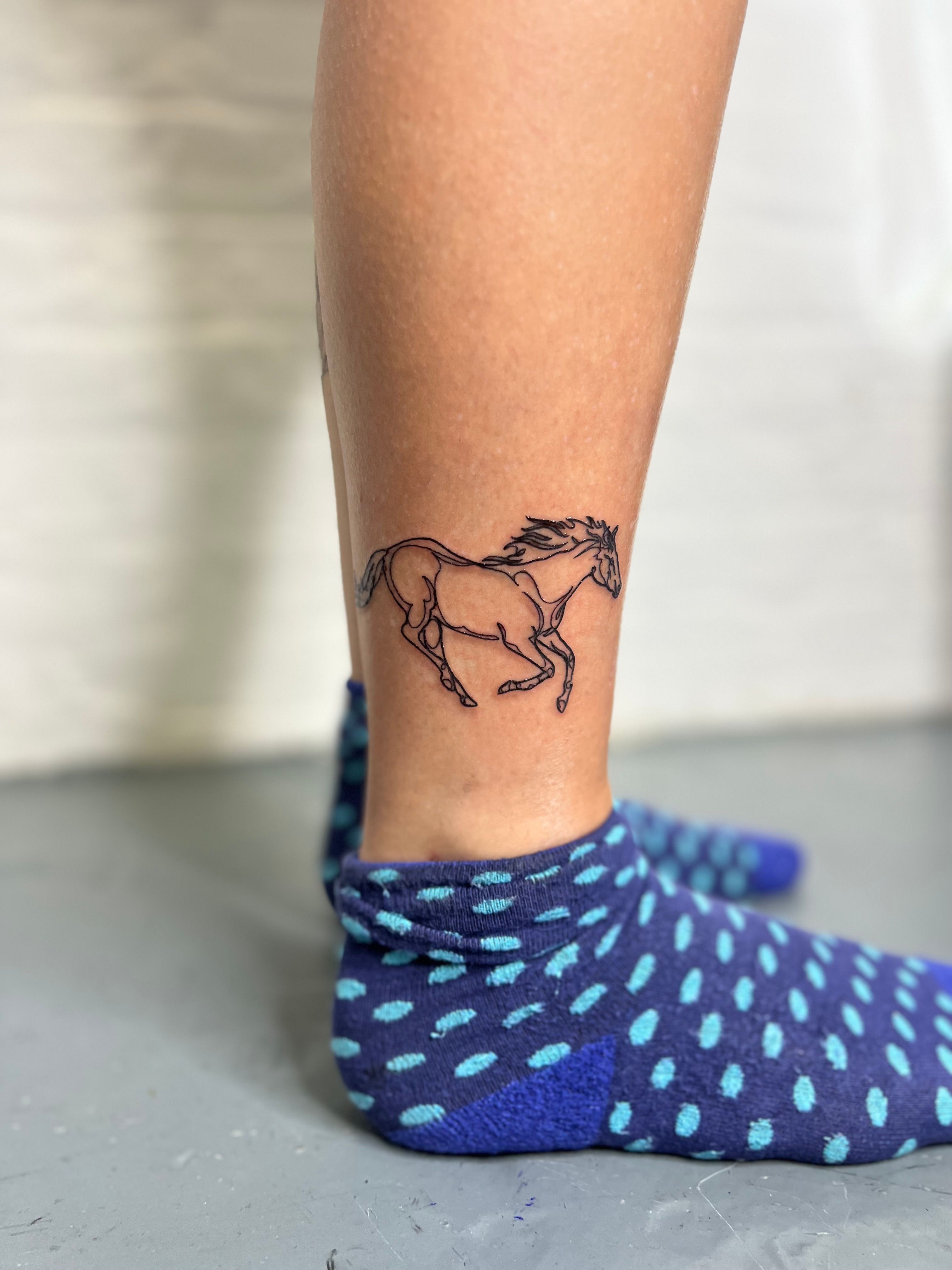 Elegant Fine Line One Line Horse Tattoo • Tattoodo