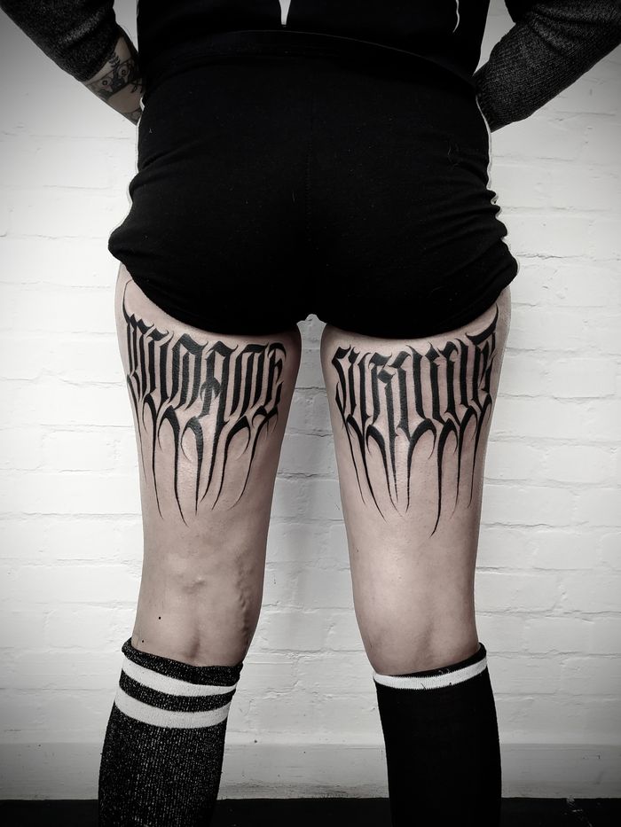 Leg Script • Tattoodo