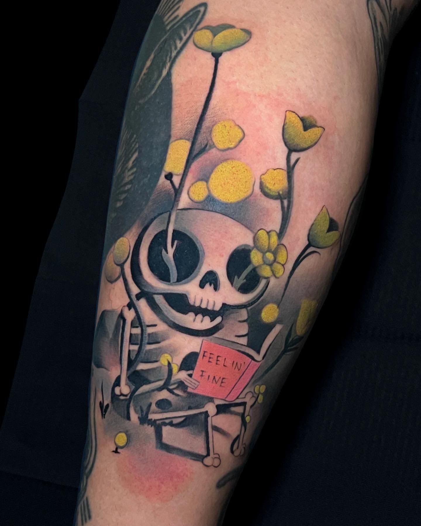 New School Skull and Skeleton Lower Leg Tattoo • Tattoodo