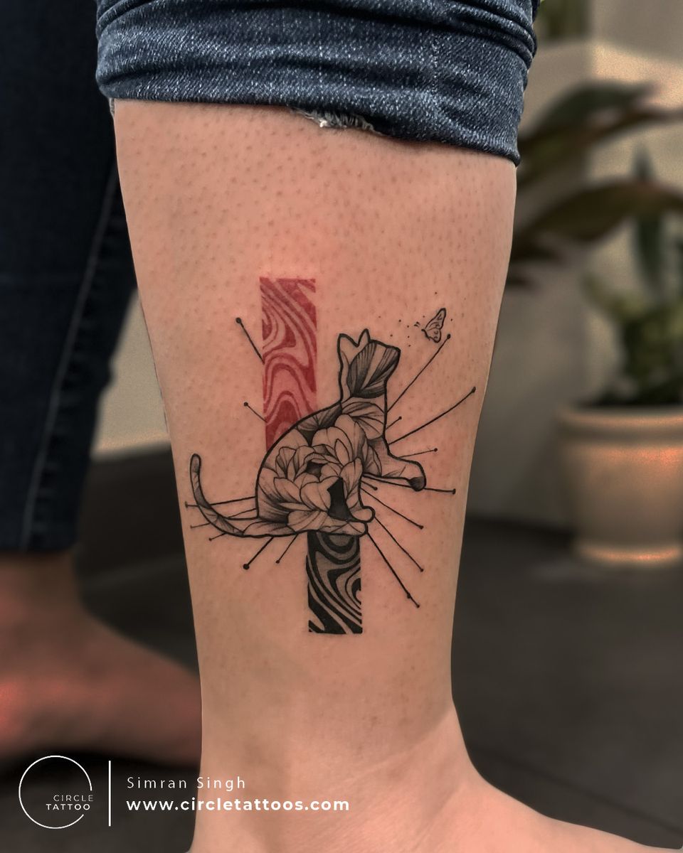 Tattoo uploaded by Circle Tattoo • Color Abstract Cat Tattoo made by ...