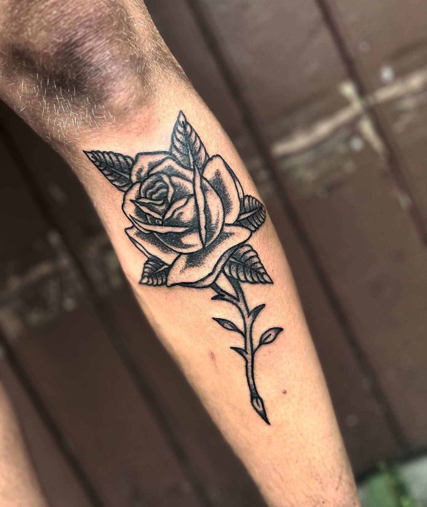 Traditional blackwork rose by Rasmus Bang • Tattoodo