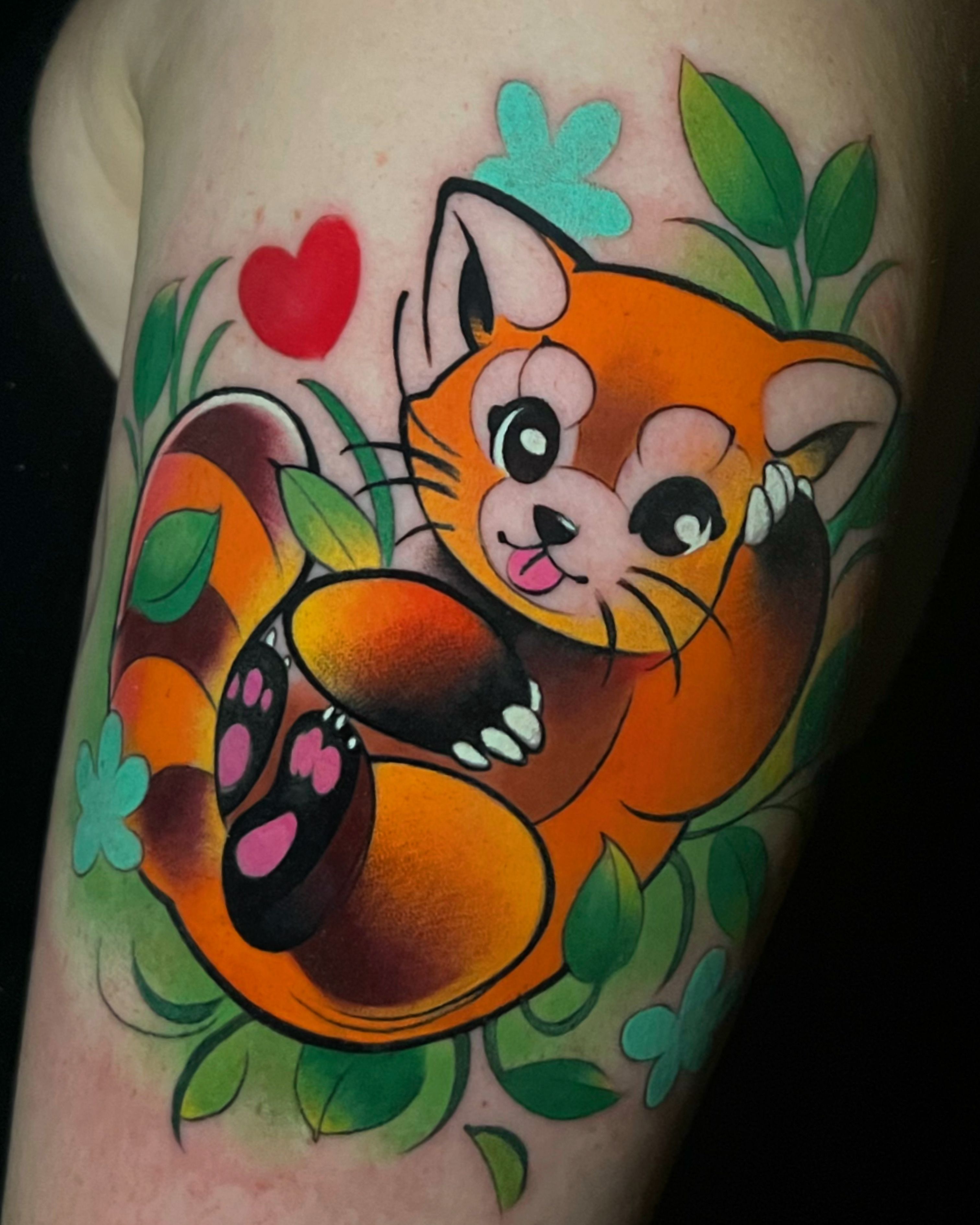 Cute Kawaii Red Panda & Firefox Tattoo • Tattoodo