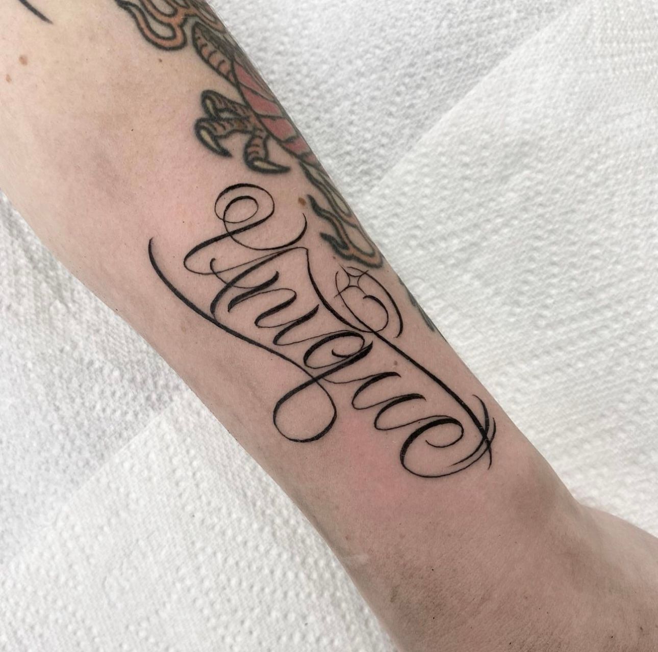 Unique Small Lettering Tattoo by Sam Waiting • Tattoodo