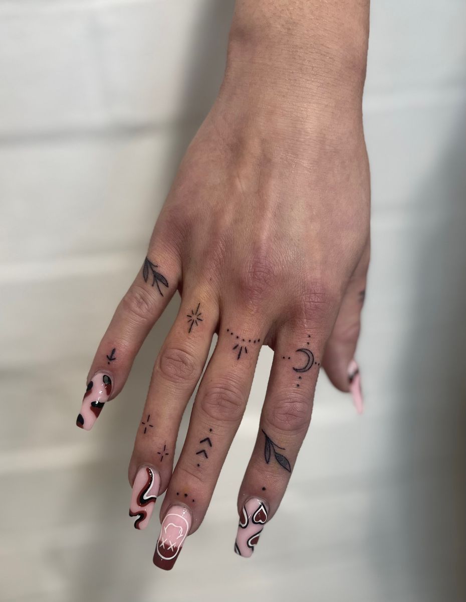 Tattoo uploaded by Marketa.handpoke • Delicate finger tattoos 💕 • Tattoodo