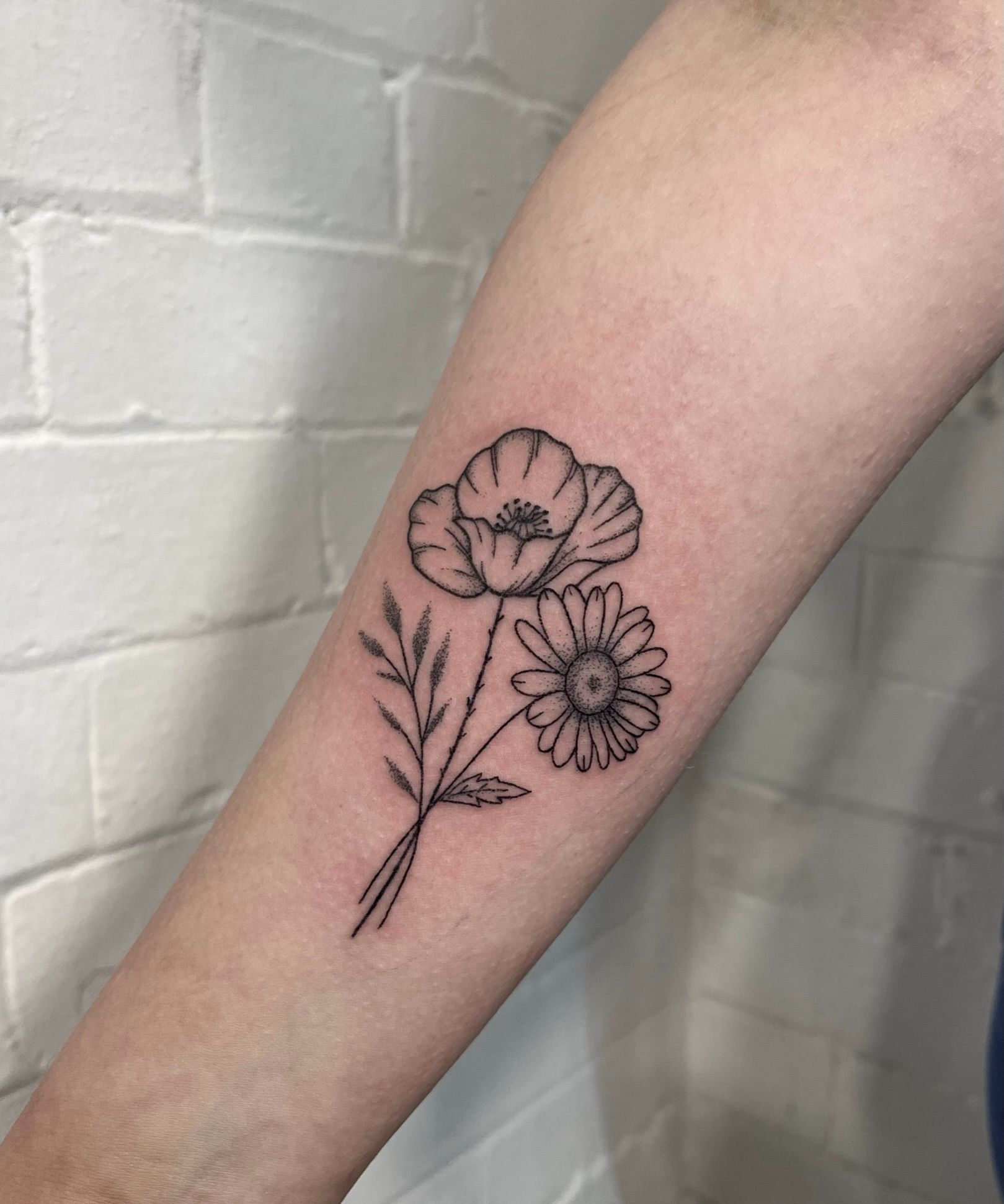 Fine Line Dotwork Flower Tattoo • Tattoodo