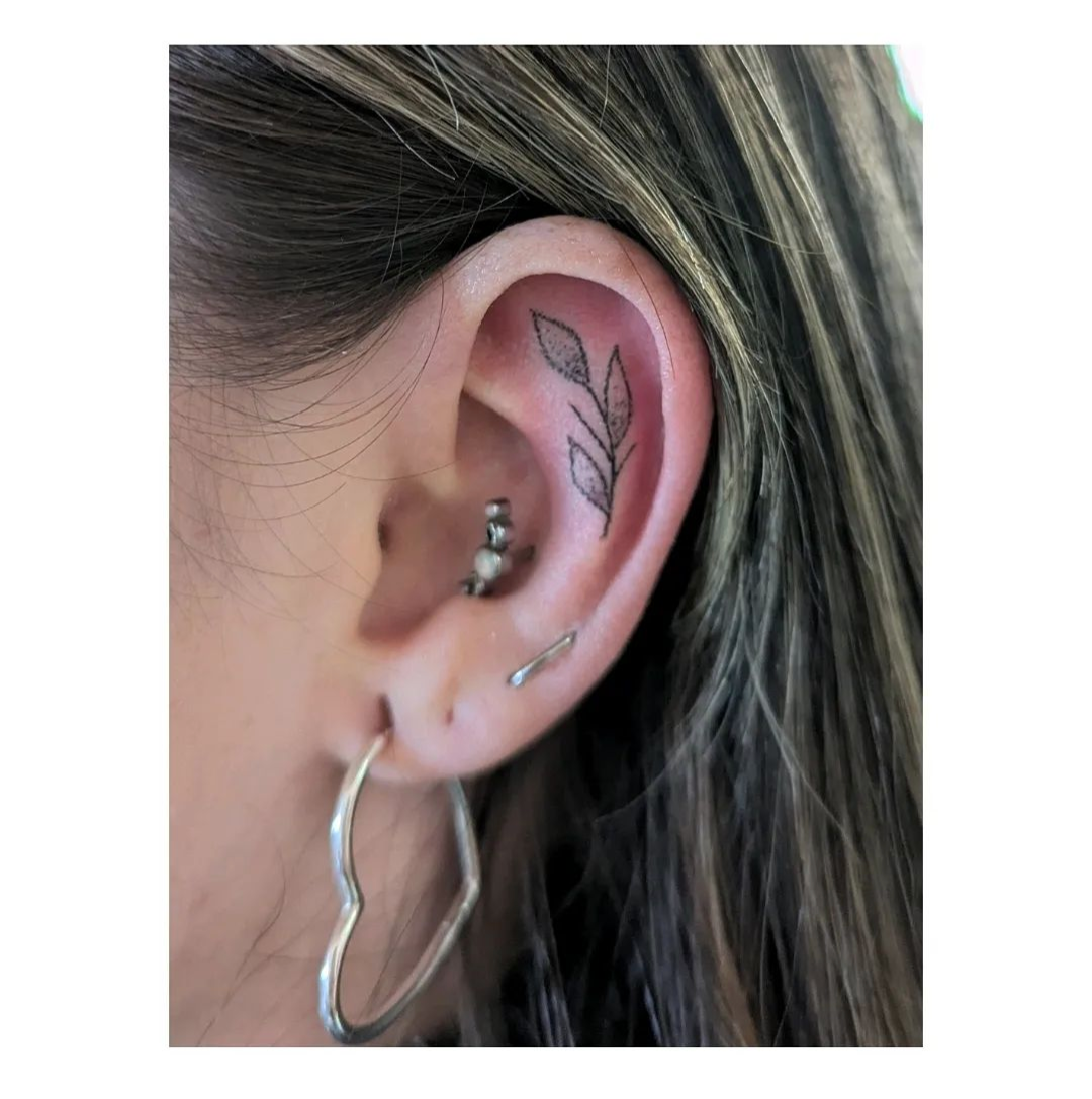 Leaf Ear Tattoos Flash Tattoos | Four Leaf Clover Semi Permanent