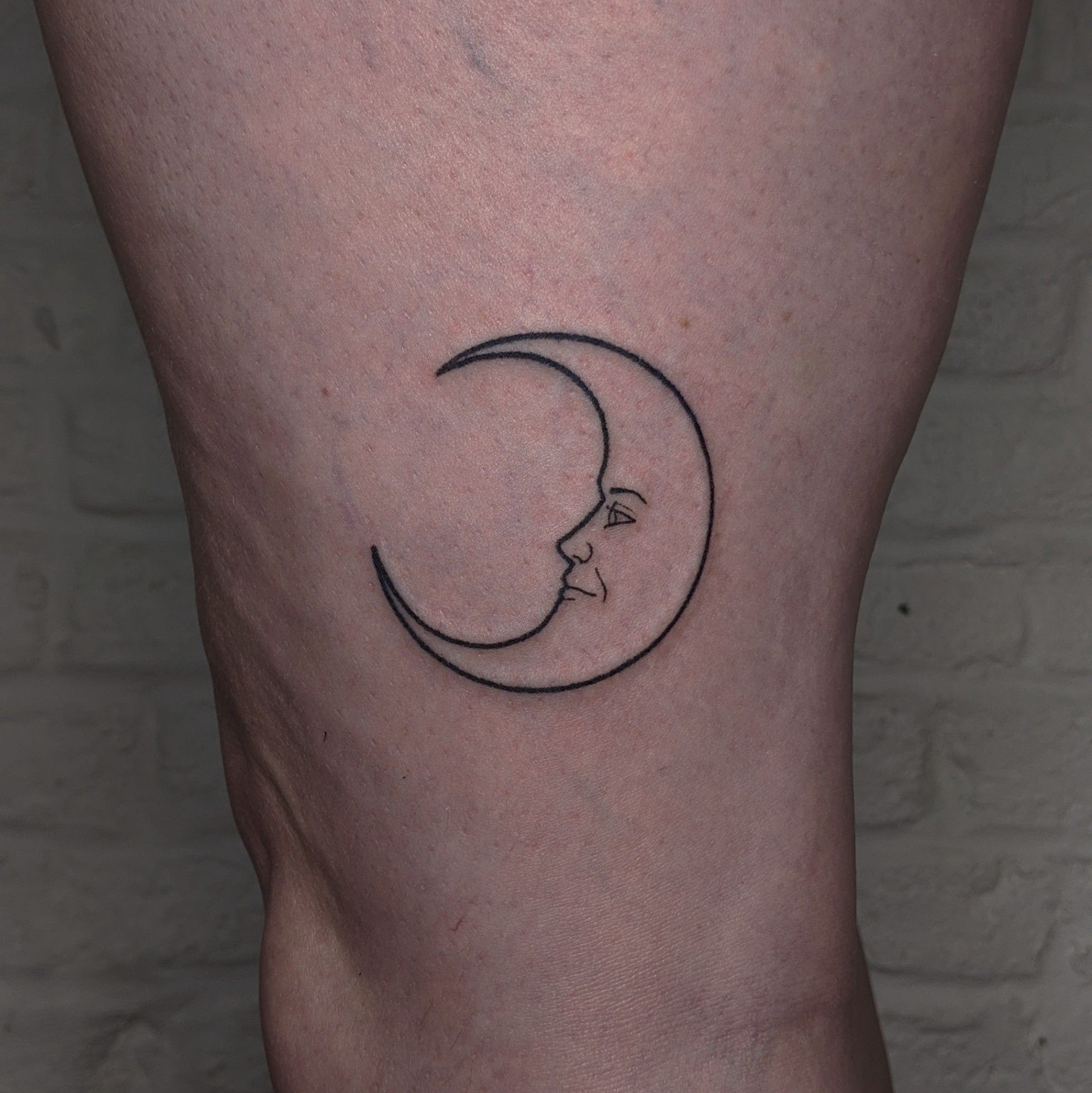 Celestial Moon Fine Line Tattoo by Alien Ink • Tattoodo