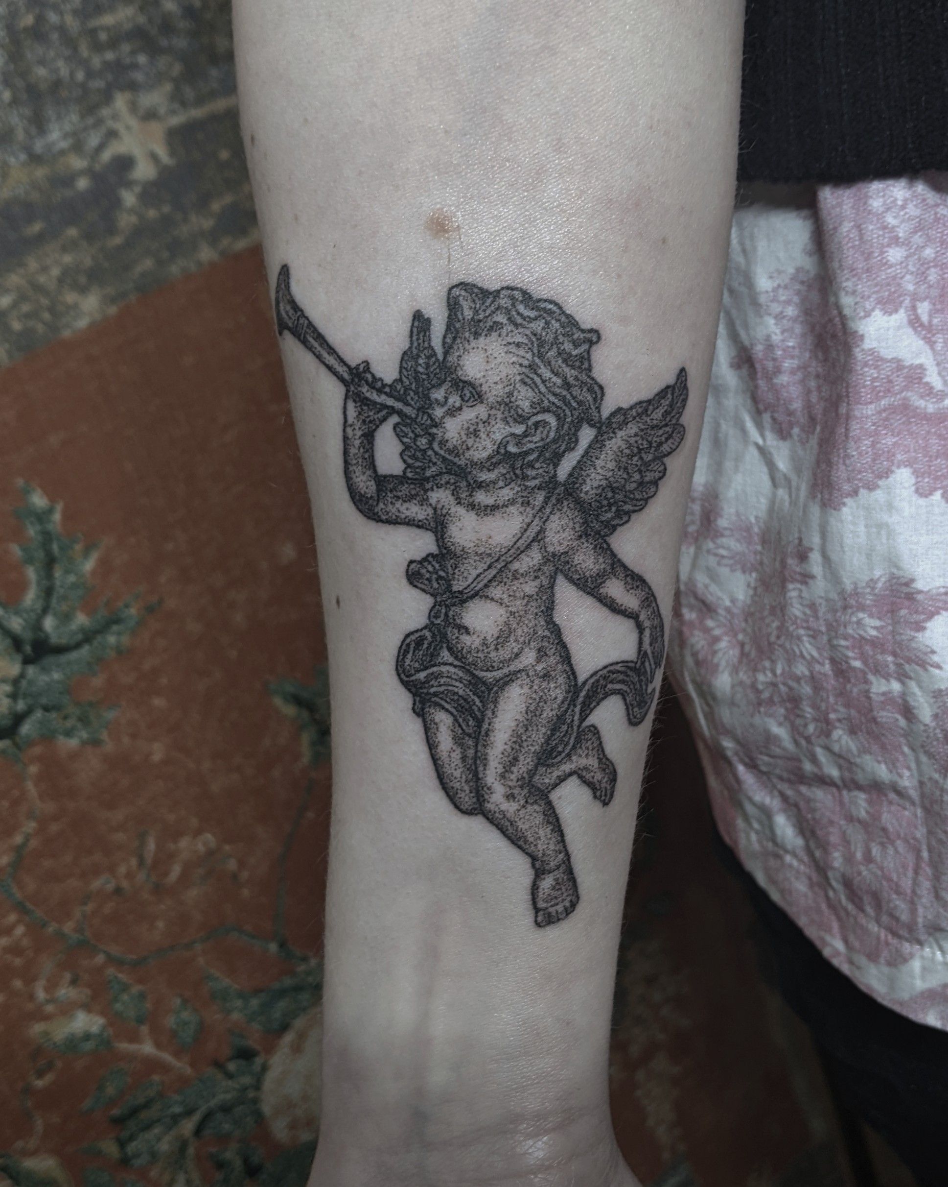 Angel Statue Blackwork Tattoo by Alien Ink • Tattoodo