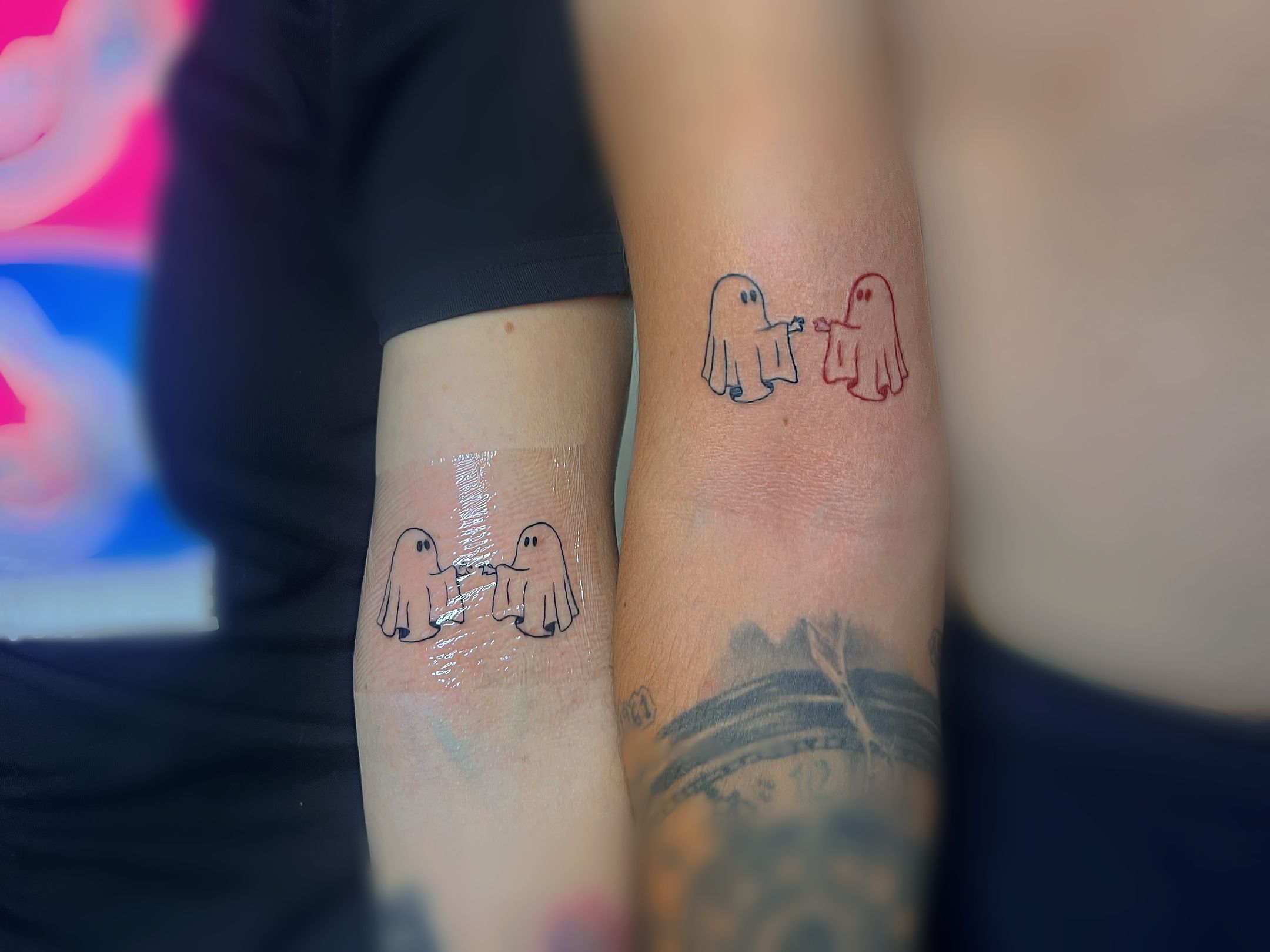 Spooky Fine Line Ghost by Larisa • Tattoodo