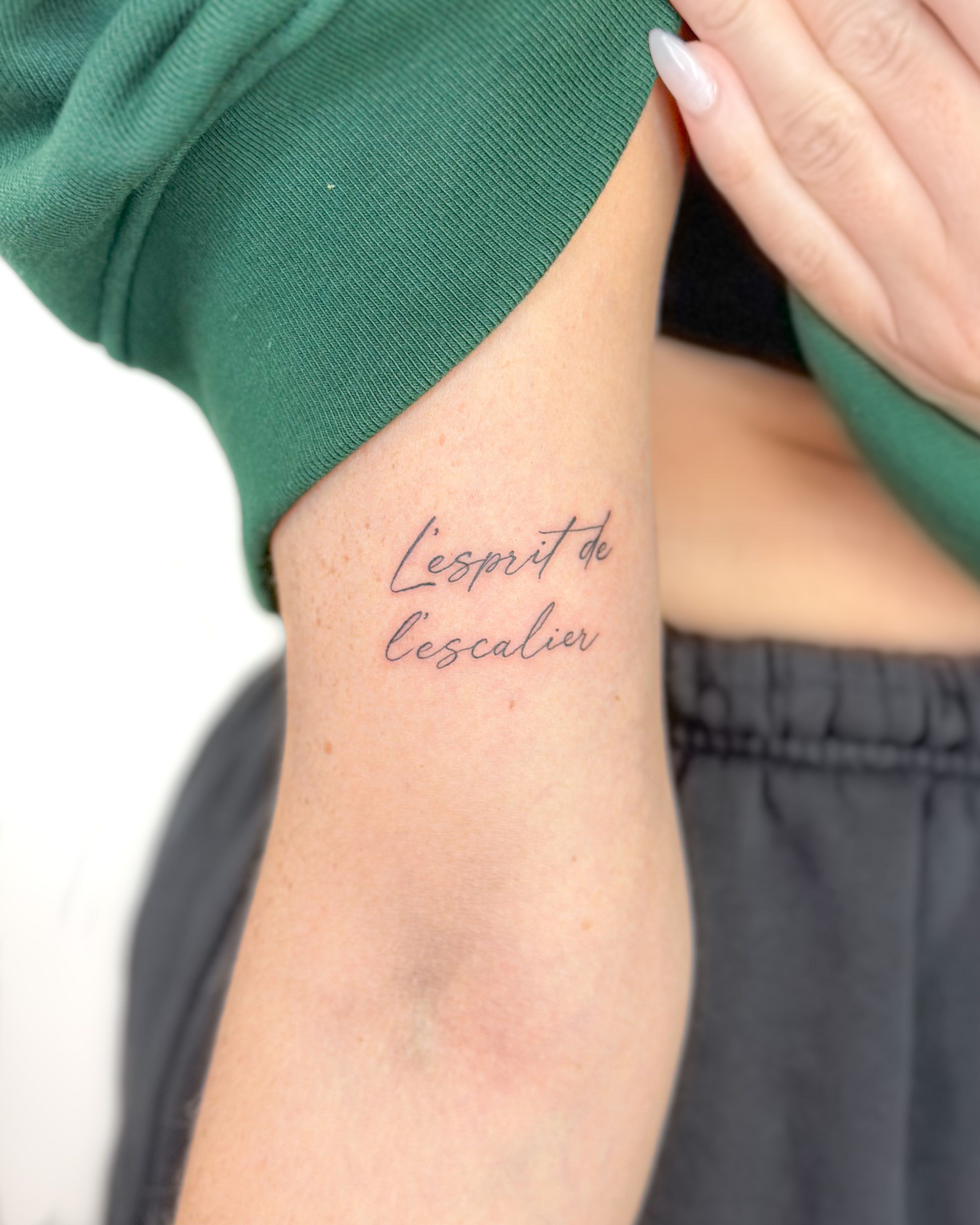 Elegant Fine Line Lettering • Tattoodo