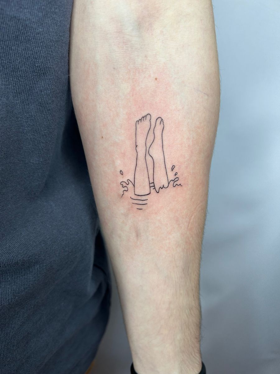 Fine Line Diver Splash Tattoo • Tattoo uploaded by Jonathan Glick ...