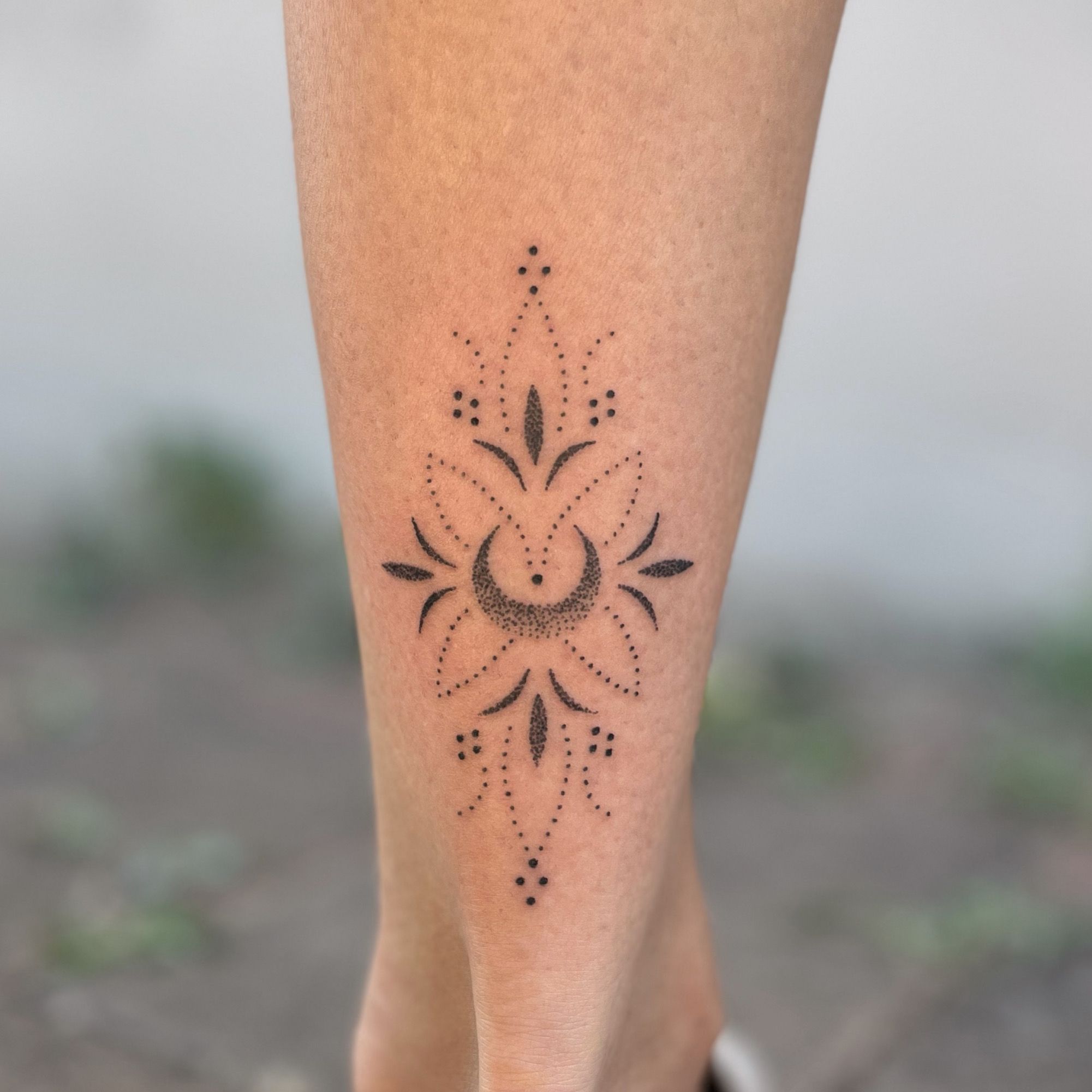 Ornamental Dotwork Hand Poke Tattoo • Tattoodo