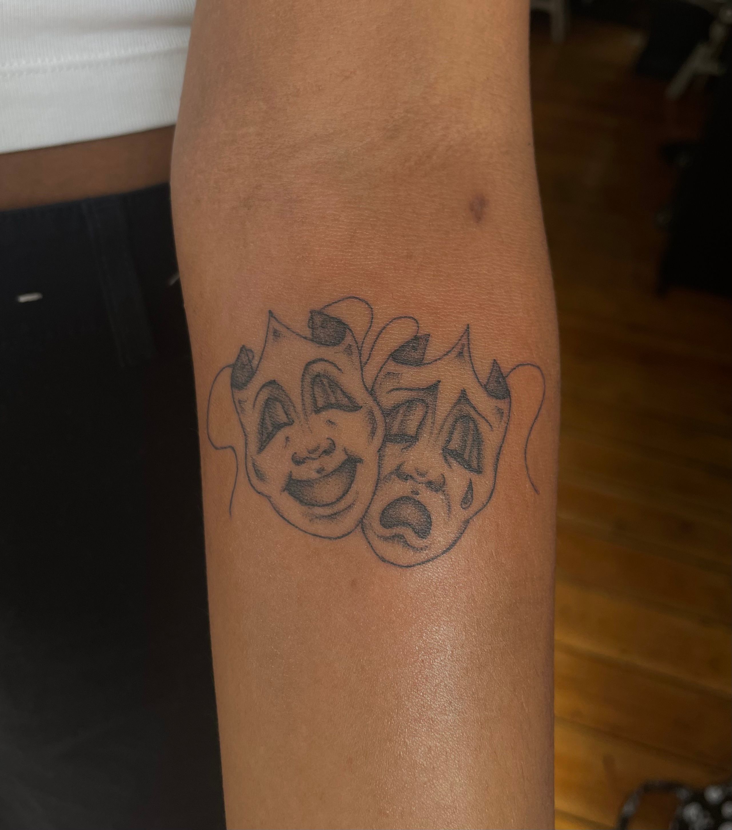 Theatrical Mask Tattoo by Julia Bertholdi • Tattoodo